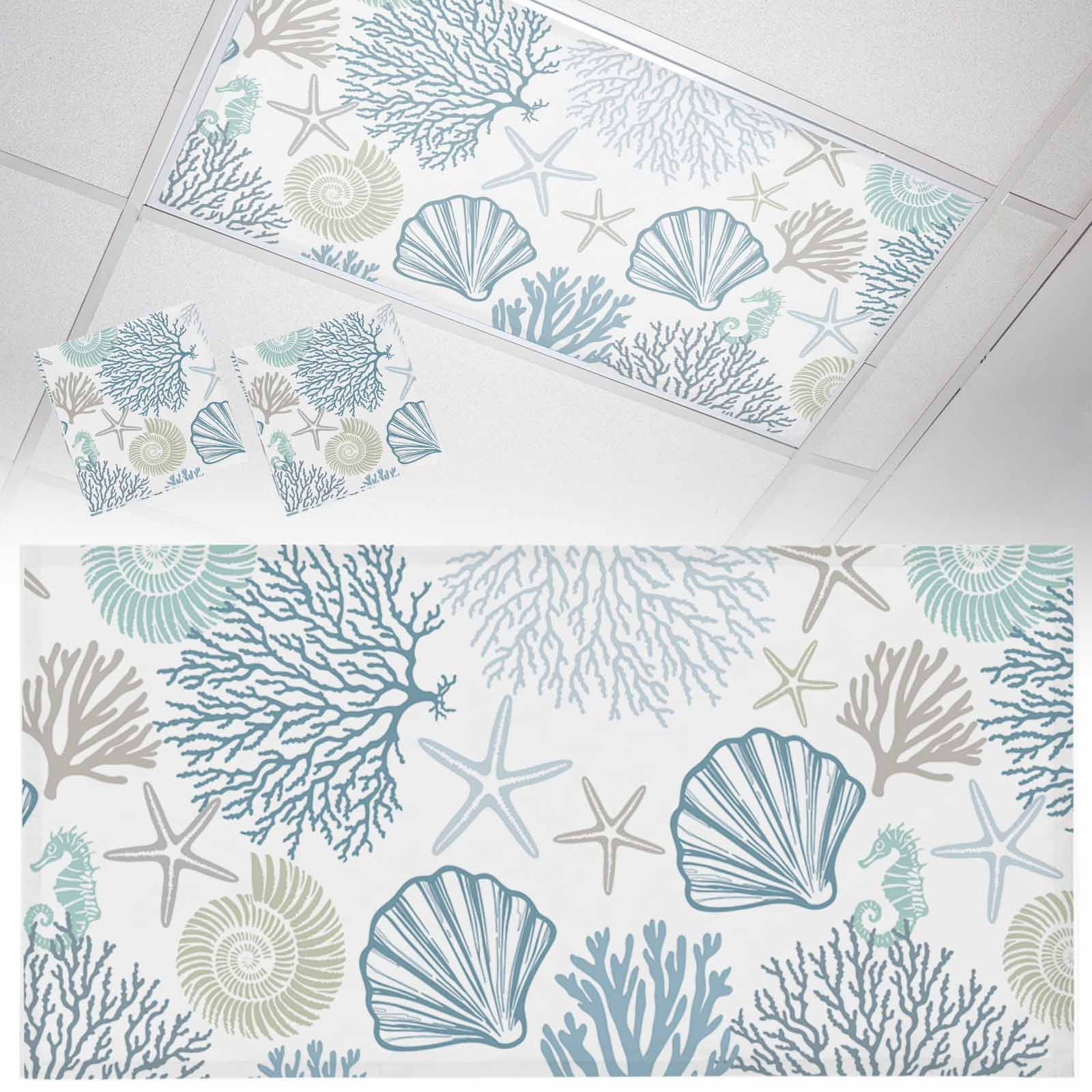 2 Pack Coral Shell Fluorescent Light Covers for Ceiling Lights Starfish ...