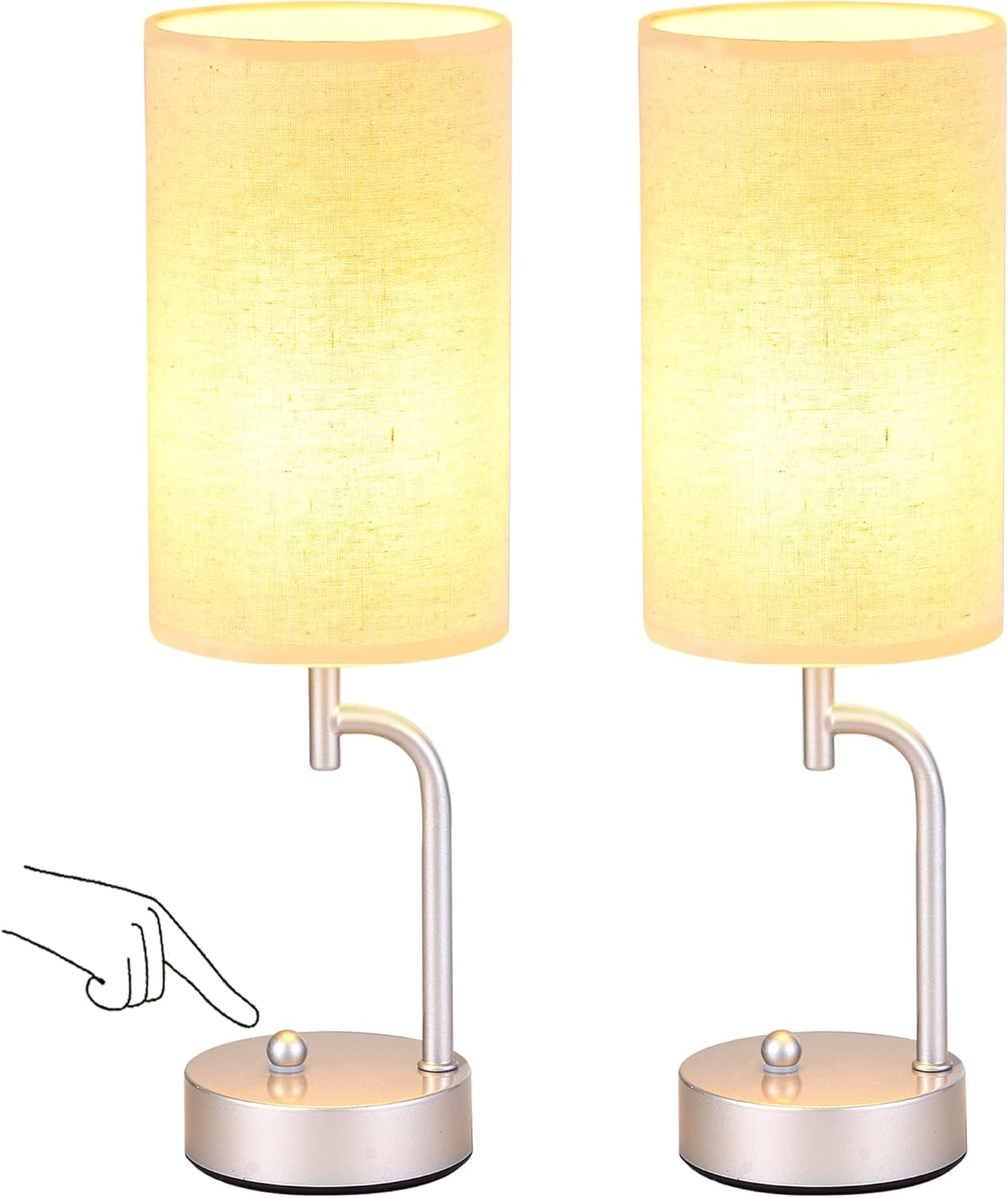 2 Pack Cordless Bedside Table Lamp, 5000mAh Rechargeable Battery ...