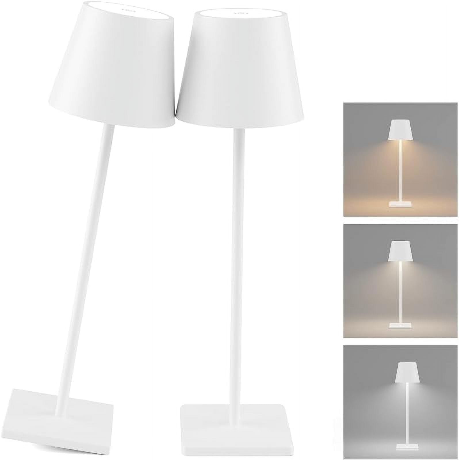 2 Pack Cordless LED Table Lamp Black, 5500mAh Battery Powered Table ...