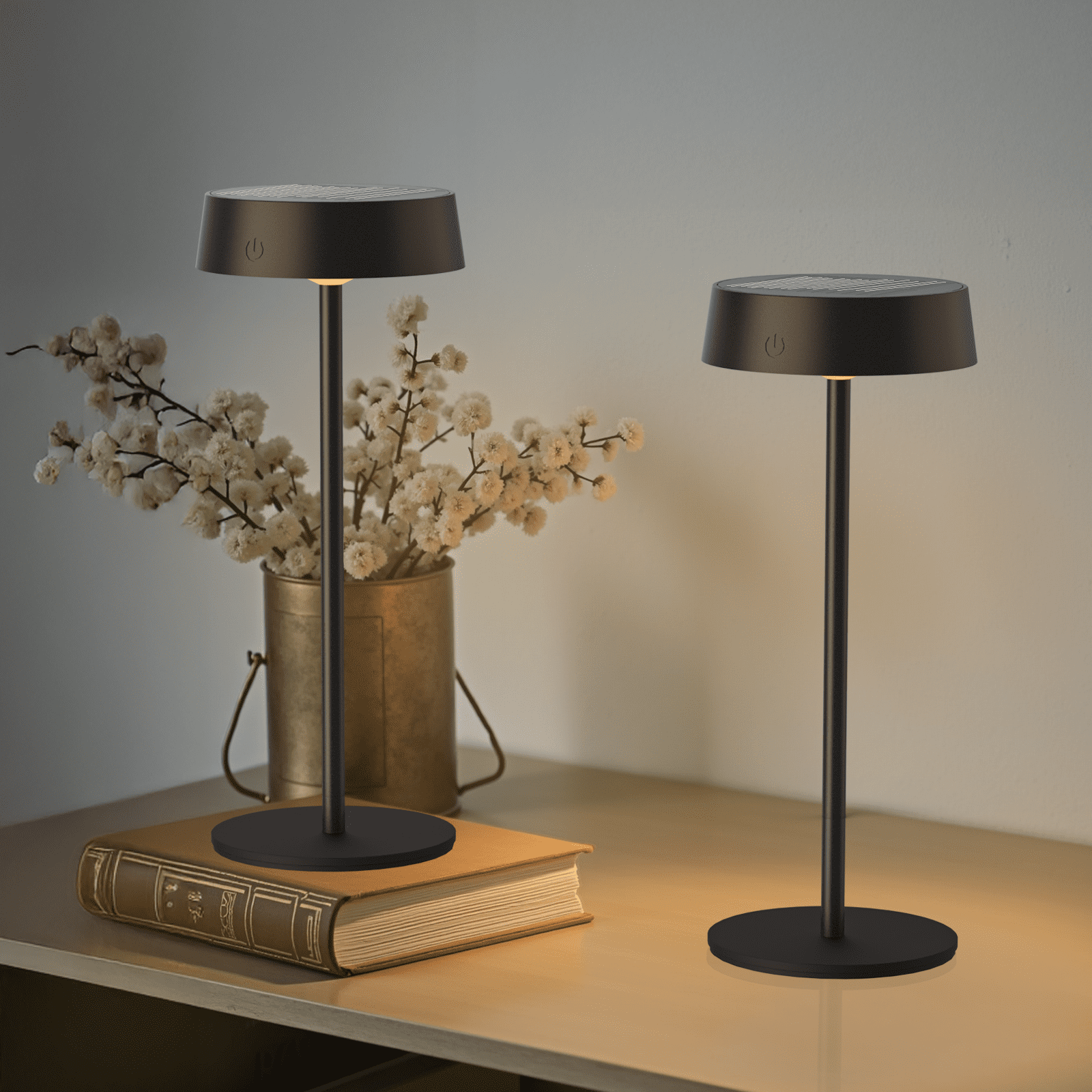 2 Pack Cordless LED Table Lamp, USB Rechargeable + Solar Powered ...