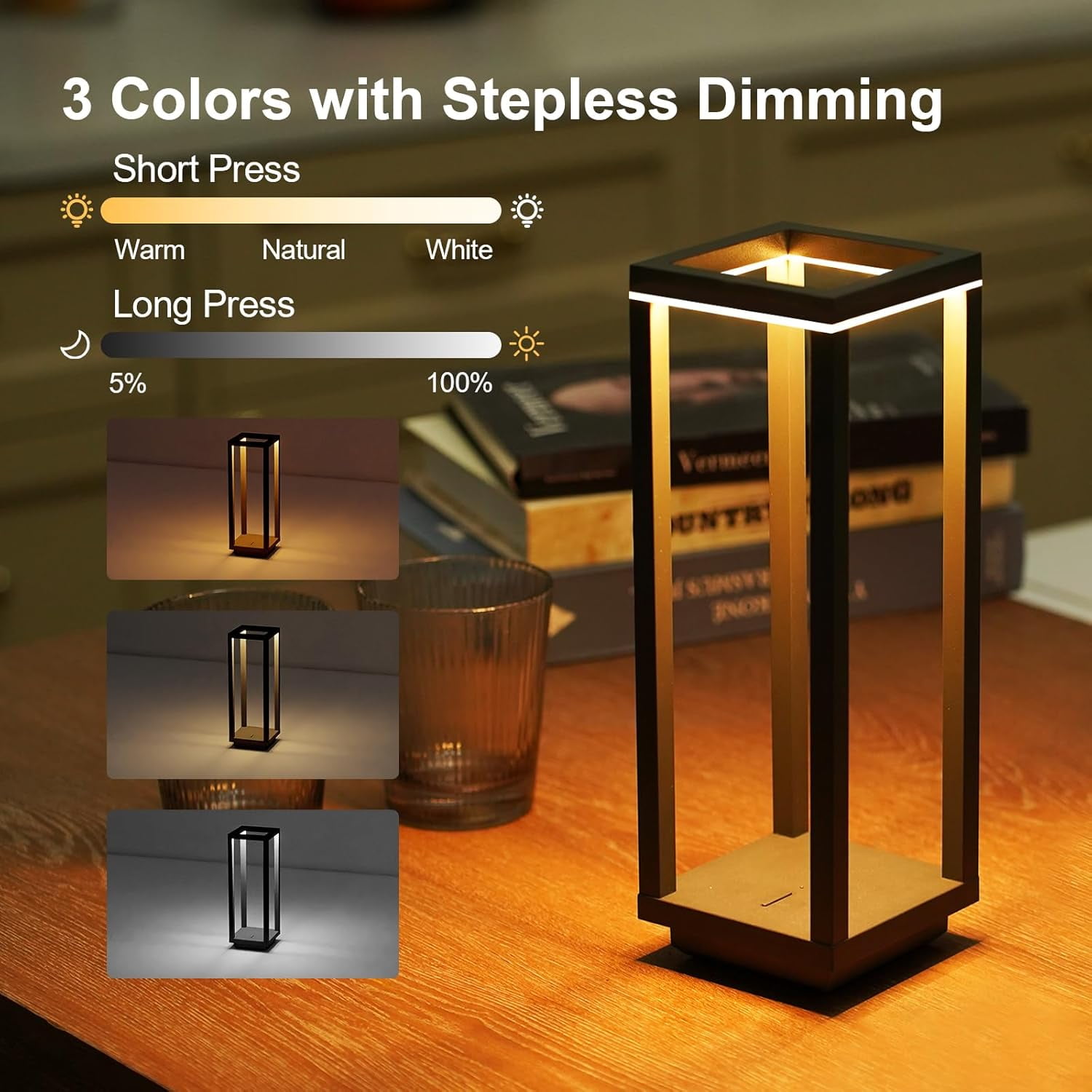 2 Pack Cordless Table Lamp Rechargeable, IP55 Waterproof, 60h Runtime ...