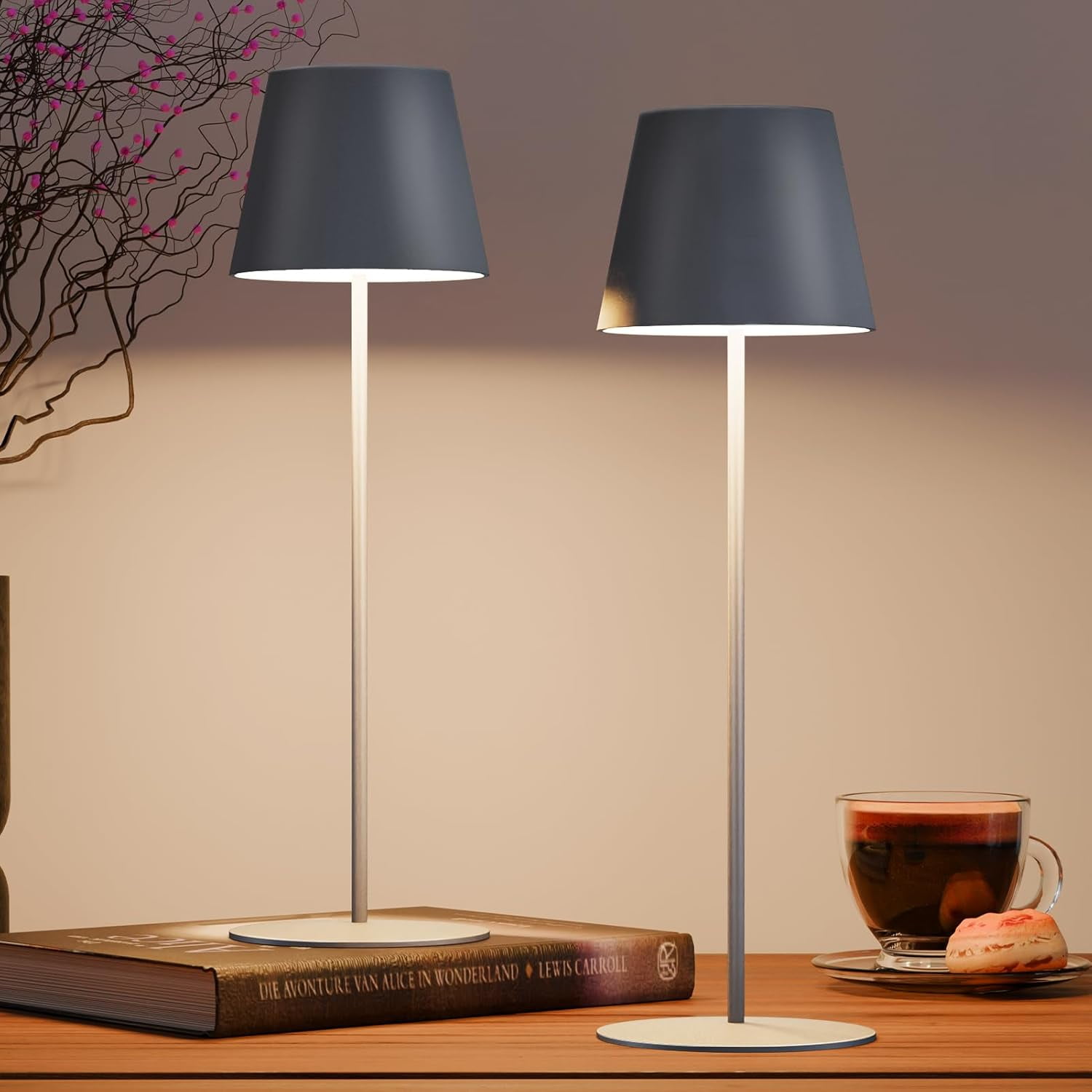 2-Pack Cordless Table Lamps Portable LED Night Lights, 3 Colors ...