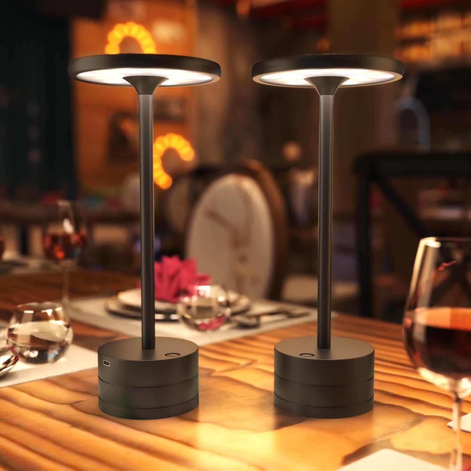2 Pack Cordless Table Lamps, Rechargeable Battery Operated Lamp for Bed ...