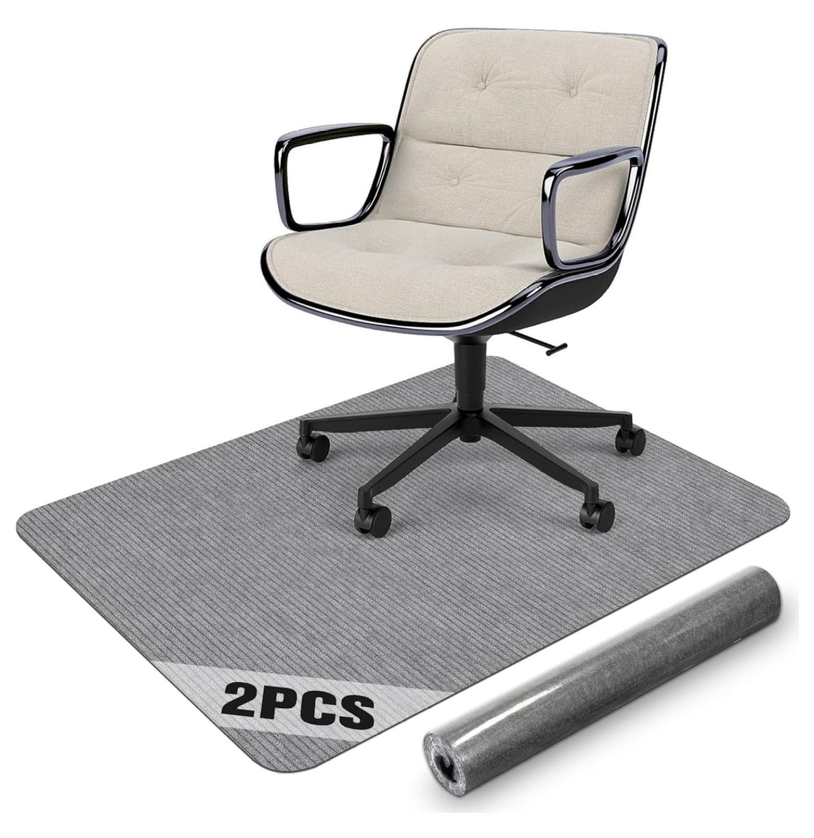 2 Pack Corduroy Desk Chair Mat for Hardwood Floor, Computer Chair Floor ...
