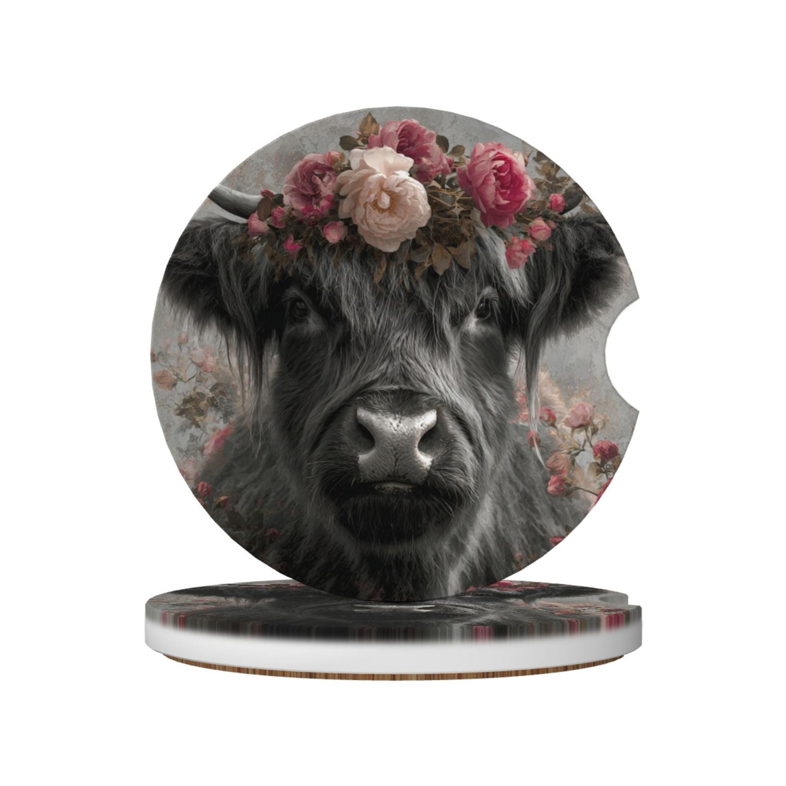 2-Pack Cork-Backed Ceramic Car Cup Coasters - Absorbent, Non-Slip Cup Holder Mats for Vehicles ...