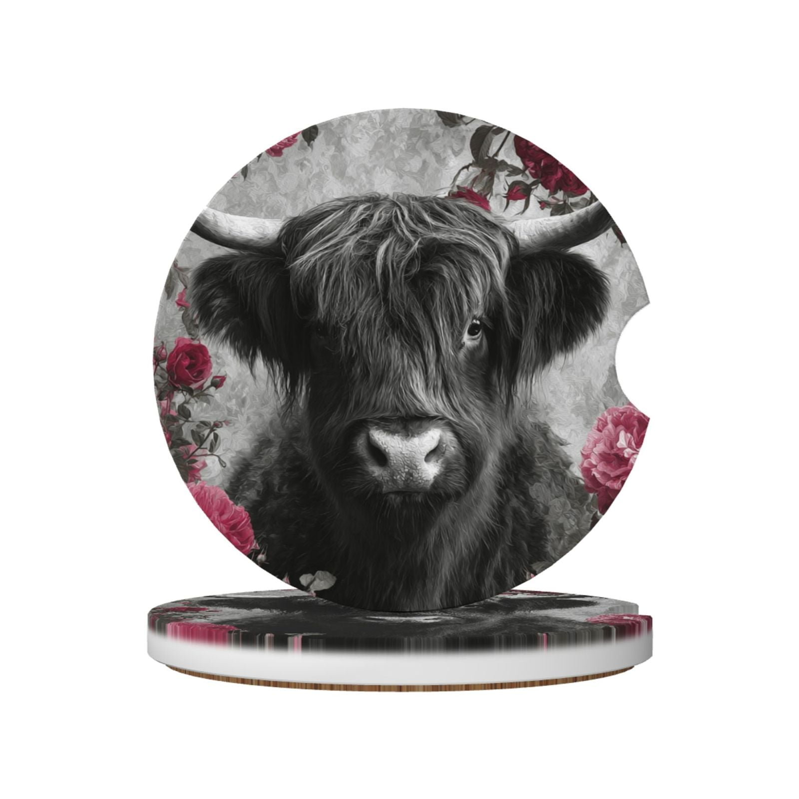 2-Pack Cork-Backed Ceramic Car Cup Coasters - Absorbent, Non-Slip Cup Holder Mats for Vehicles ...