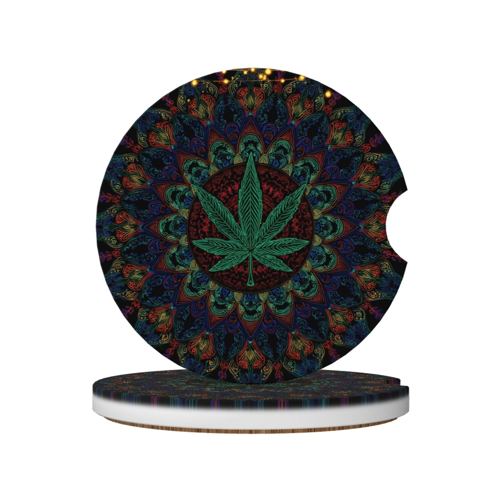 2-Pack Cork-Backed Ceramic Car Cup Coasters - Absorbent, Non-Slip Cup Holder Mats for Vehicles ...