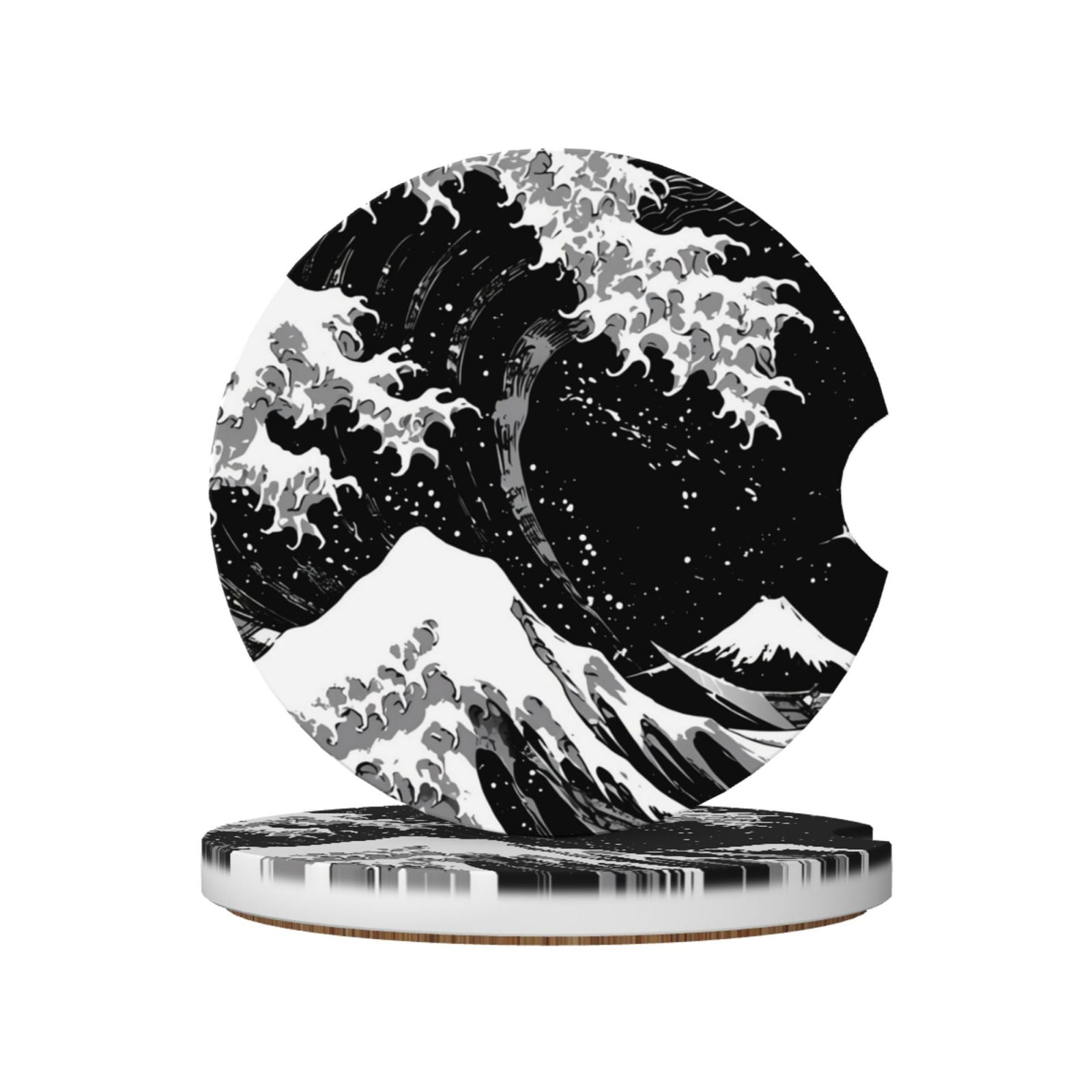 2-Pack Cork-Backed Ceramic Car Cup Coasters - Absorbent, Non-Slip Cup Holder Mats for Vehicles ...