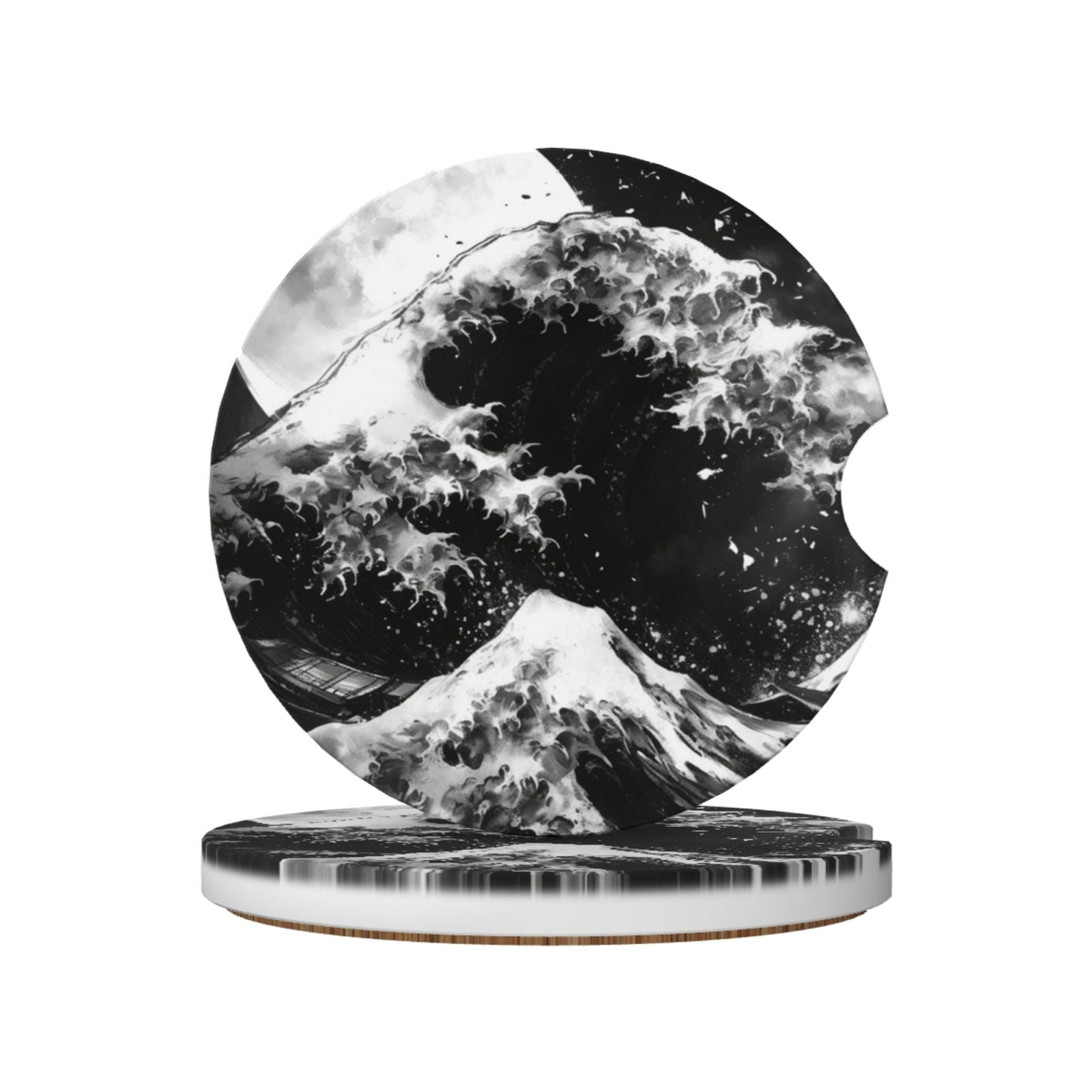 2-Pack Cork-Backed Ceramic Car Cup Coasters - Absorbent, Non-Slip Cup Holder Mats for Vehicles ...