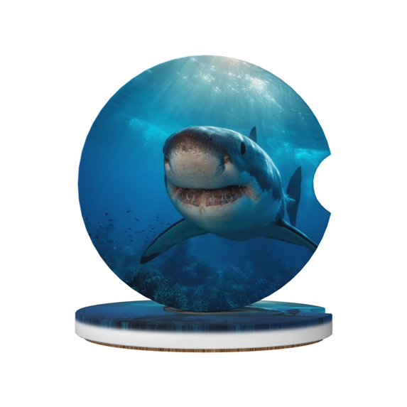 2-Pack Cork-Backed Ceramic Car Cup Coasters - Absorbent, Non-Slip Cup ...