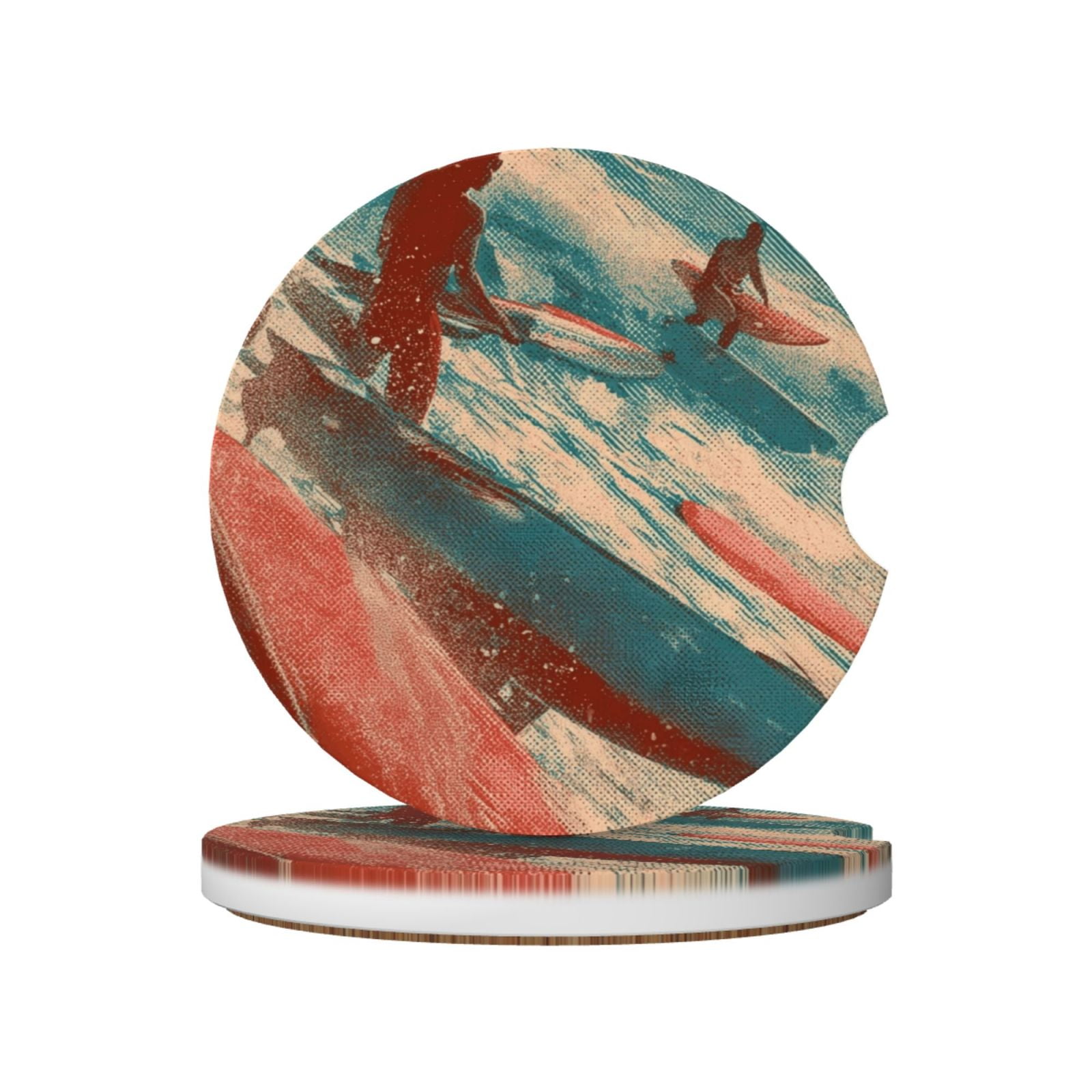 2-Pack Cork-Backed Ceramic Car Cup Coasters - Absorbent, Non-Slip Cup Holder Mats for Vehicles ...