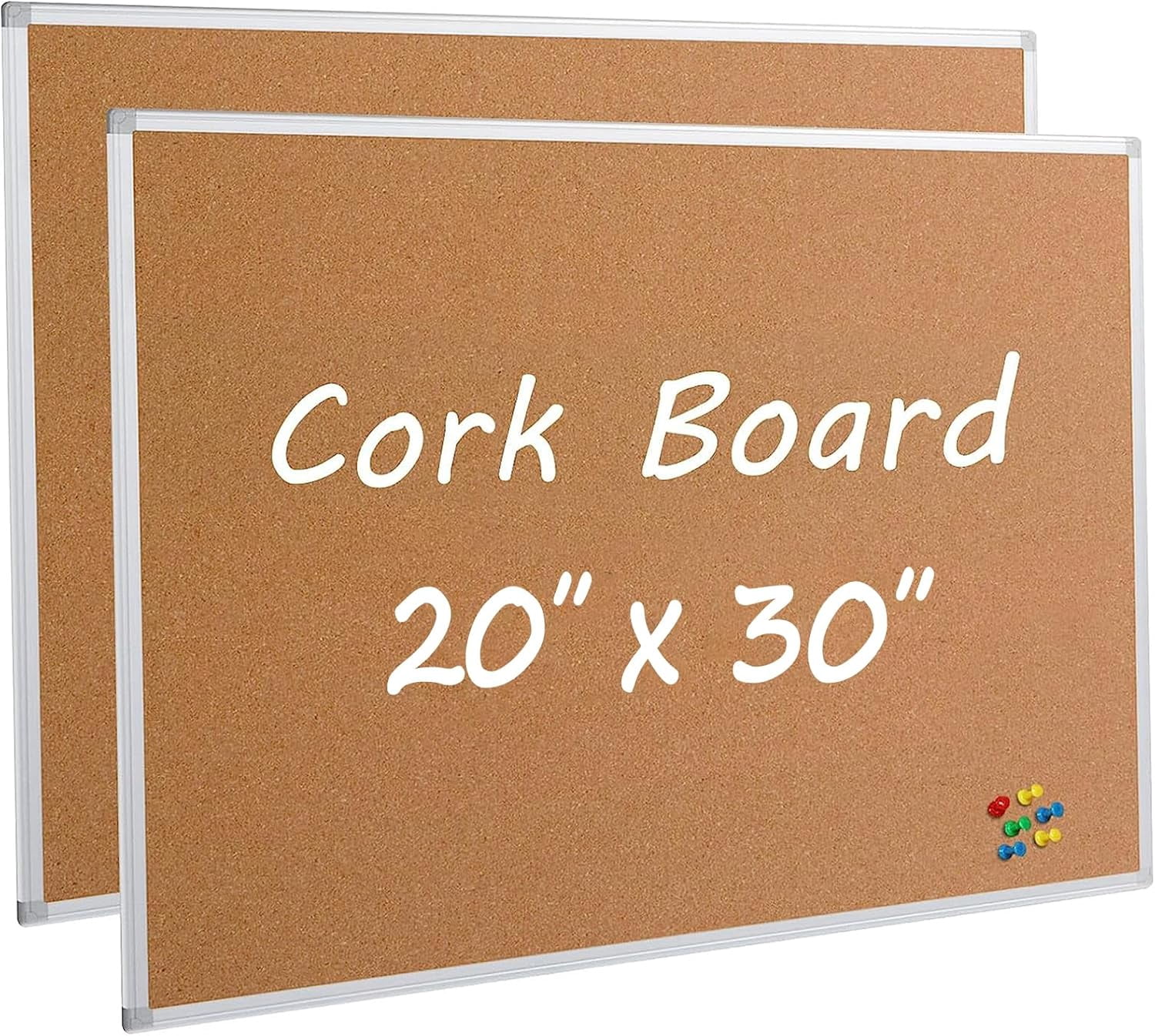 2-Pack Cork Board Bulletin Board 20 x 30 Inches, Silver Aluminium ...