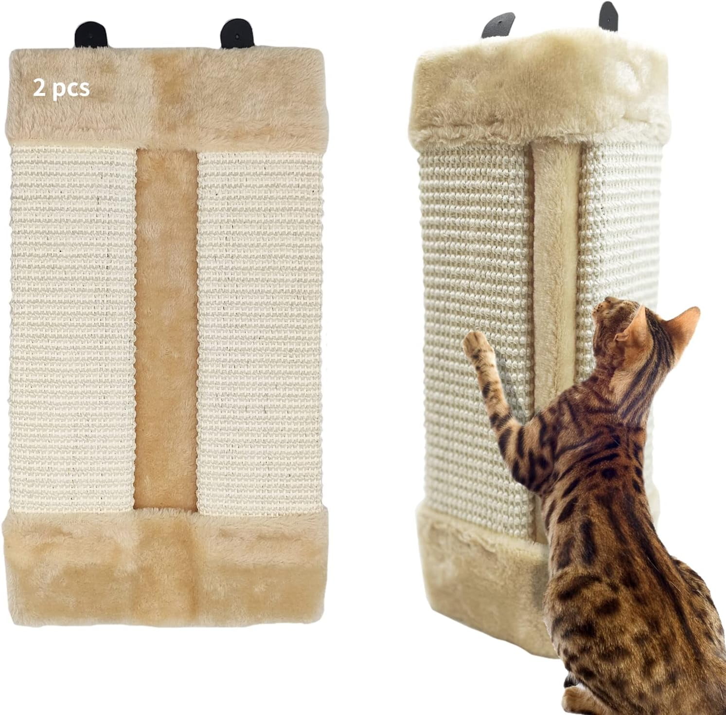 2 Pack Corner Cat Scratcher Natural Sisal Wall Mounted Scratching ...