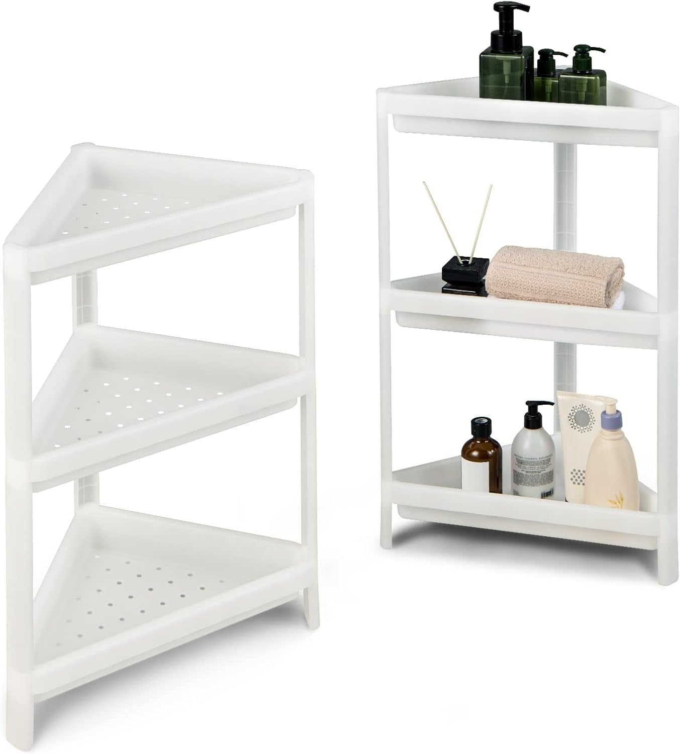 2 Pack Corner Shelf Stand, 3-Tier Detachable Floor Shower Shelf ...