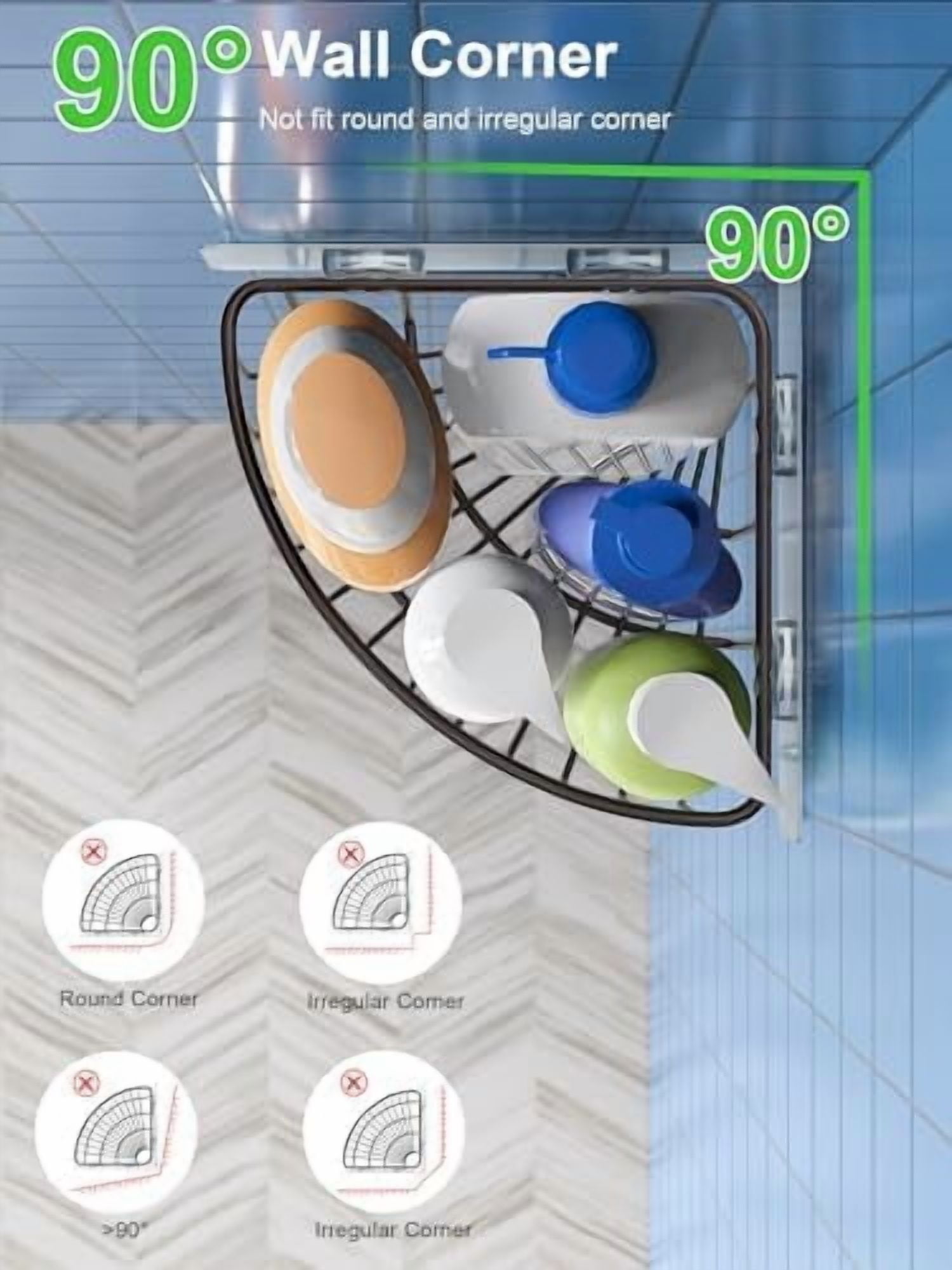 2-Pack Corner Shower Caddy Deep Basket Design, SUS304 Stainless Steel ...