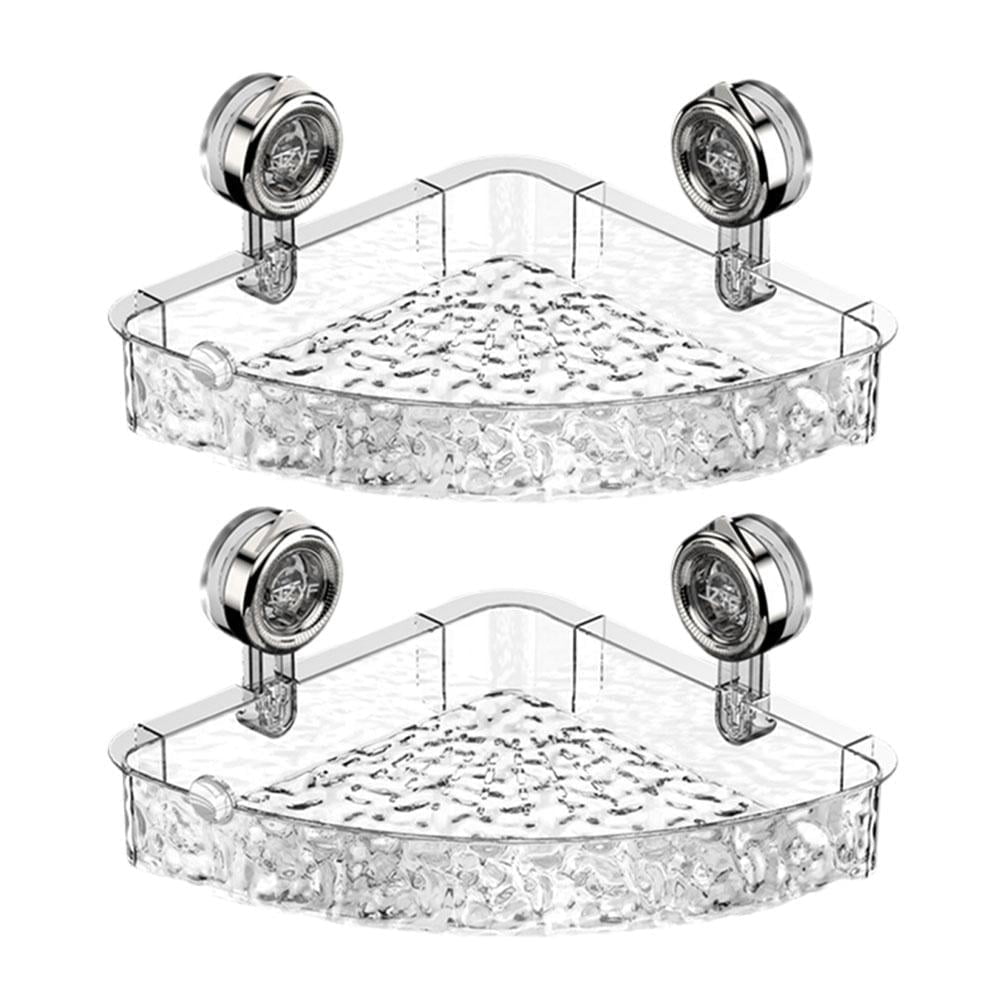 2 Pack Corner Shower Caddy Suction Cup, Wall Mounted Suction Shower ...