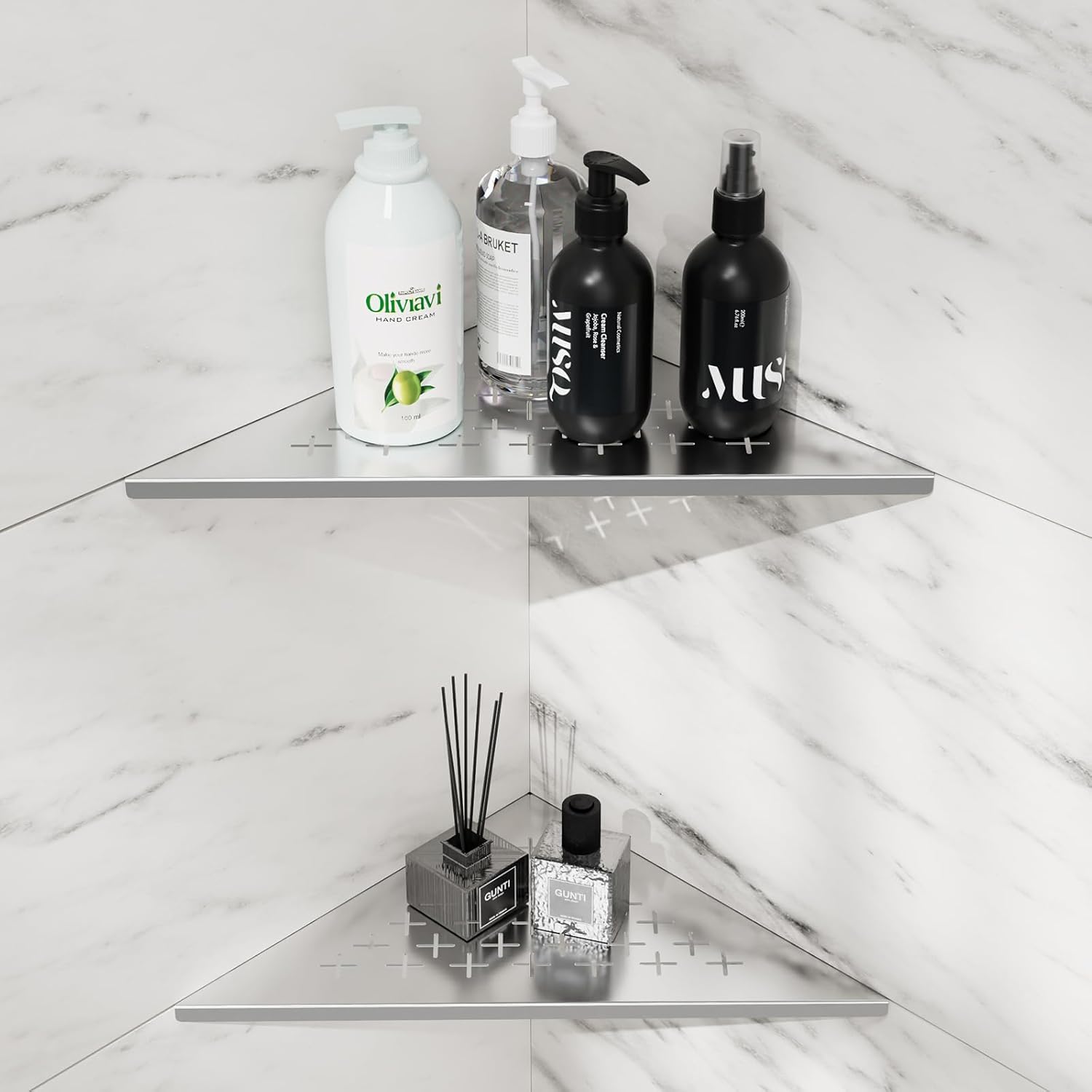 2 Pack Corner Shower Shelf, 10" Slot Design Bathroom Shelves for Tiled ...
