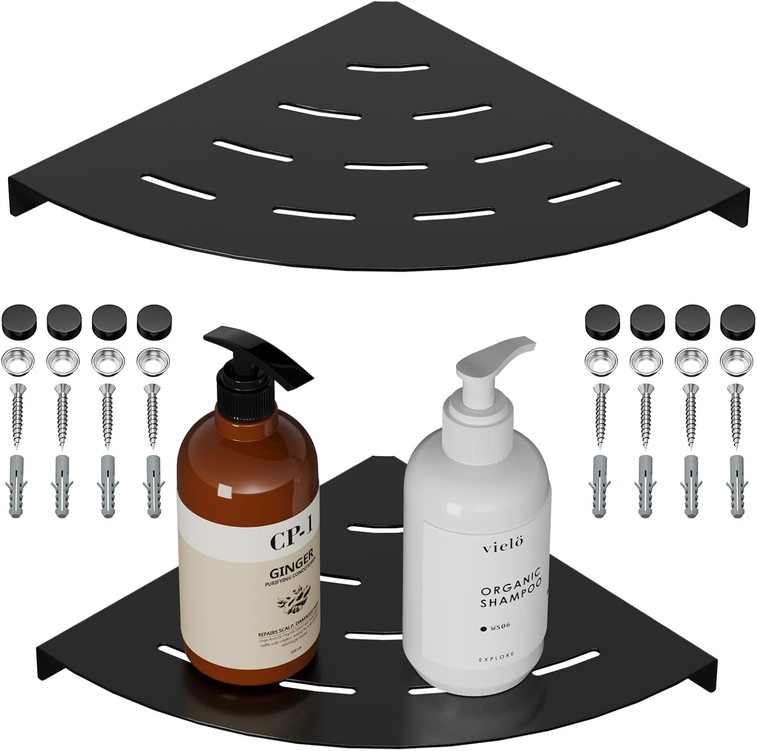 2 Pack Corner Shower Shelves 304 Stainless Steel Matte Black Corner ...