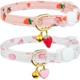 2 Pack Cotton Breakaway Cat Collar Pink Strawberries and White Heart ...