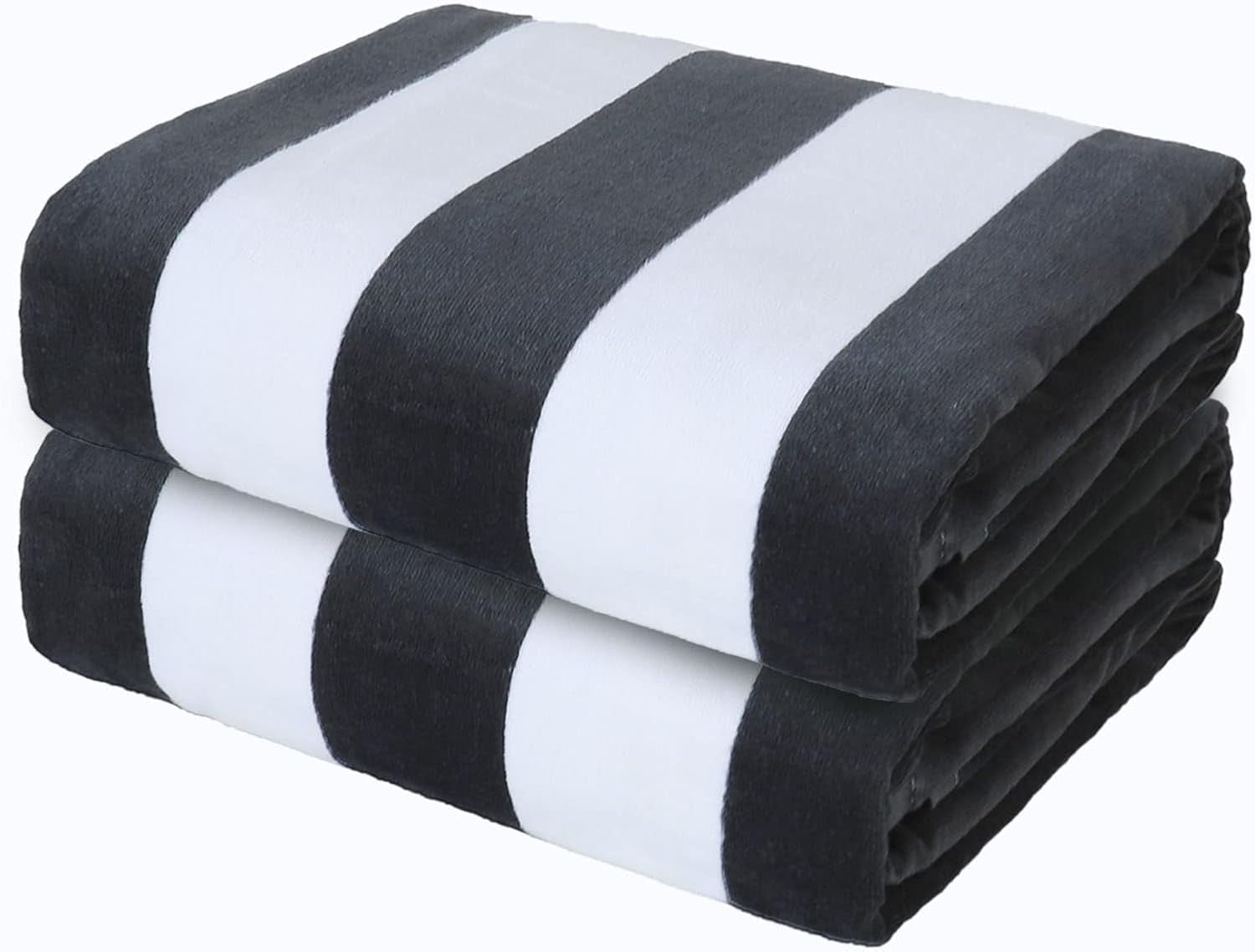 2 Pack Cotton Oversized 35x70 Inches Cabana Stripe Beach Towels, Super Absorbent Soft Plush Pool ...