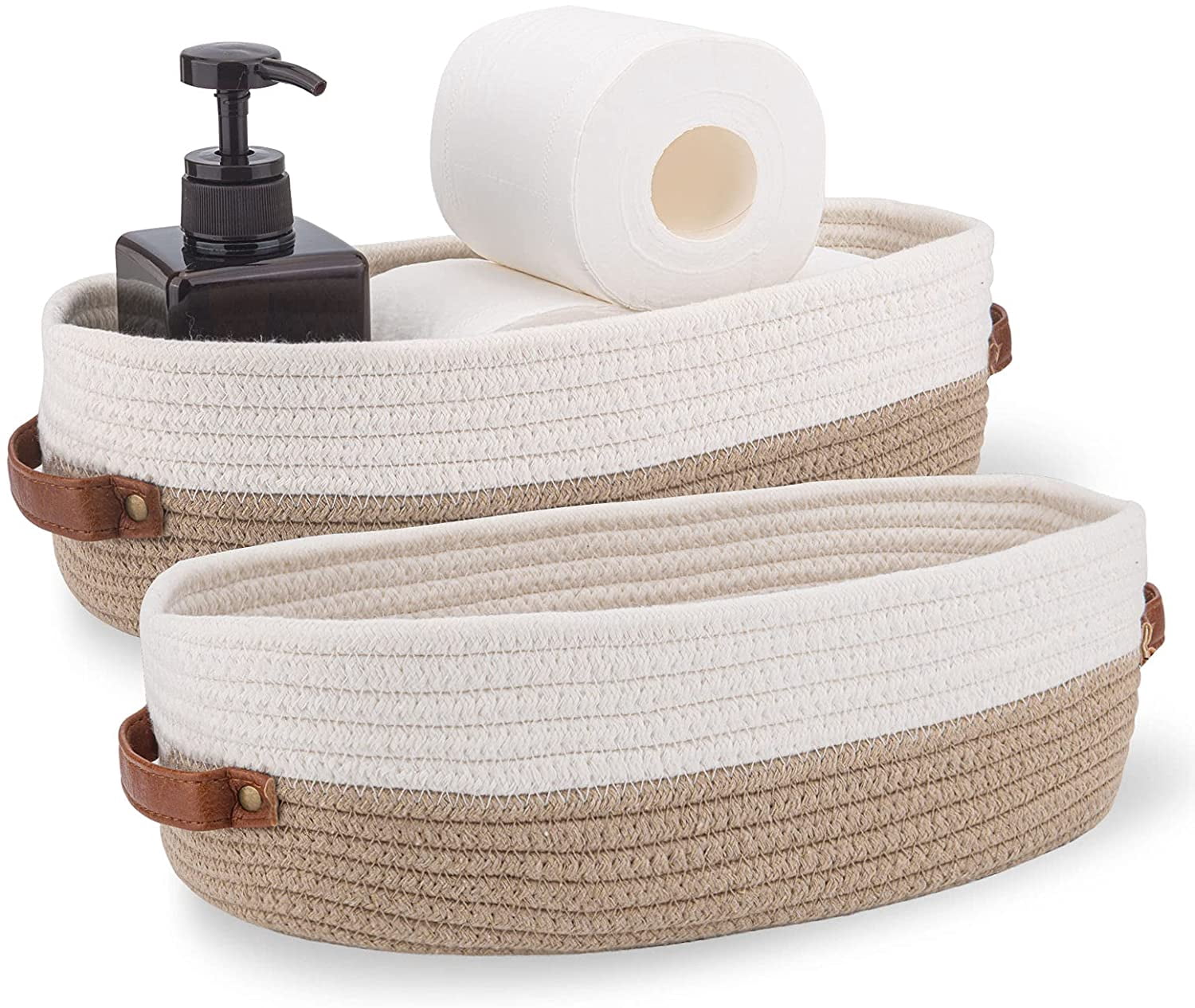 2 Pack Cotton Rope Bathroom Decor Baskets, Toilet Paper Holder Baskets ...