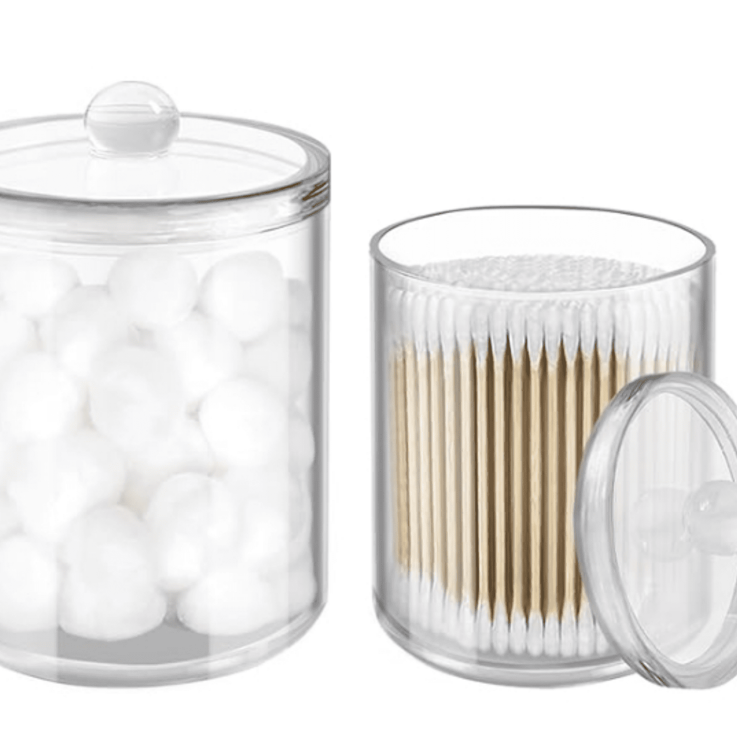 2 Pack Cotton Swab Holder, Transparent Acrylic Organizer with Lid ...