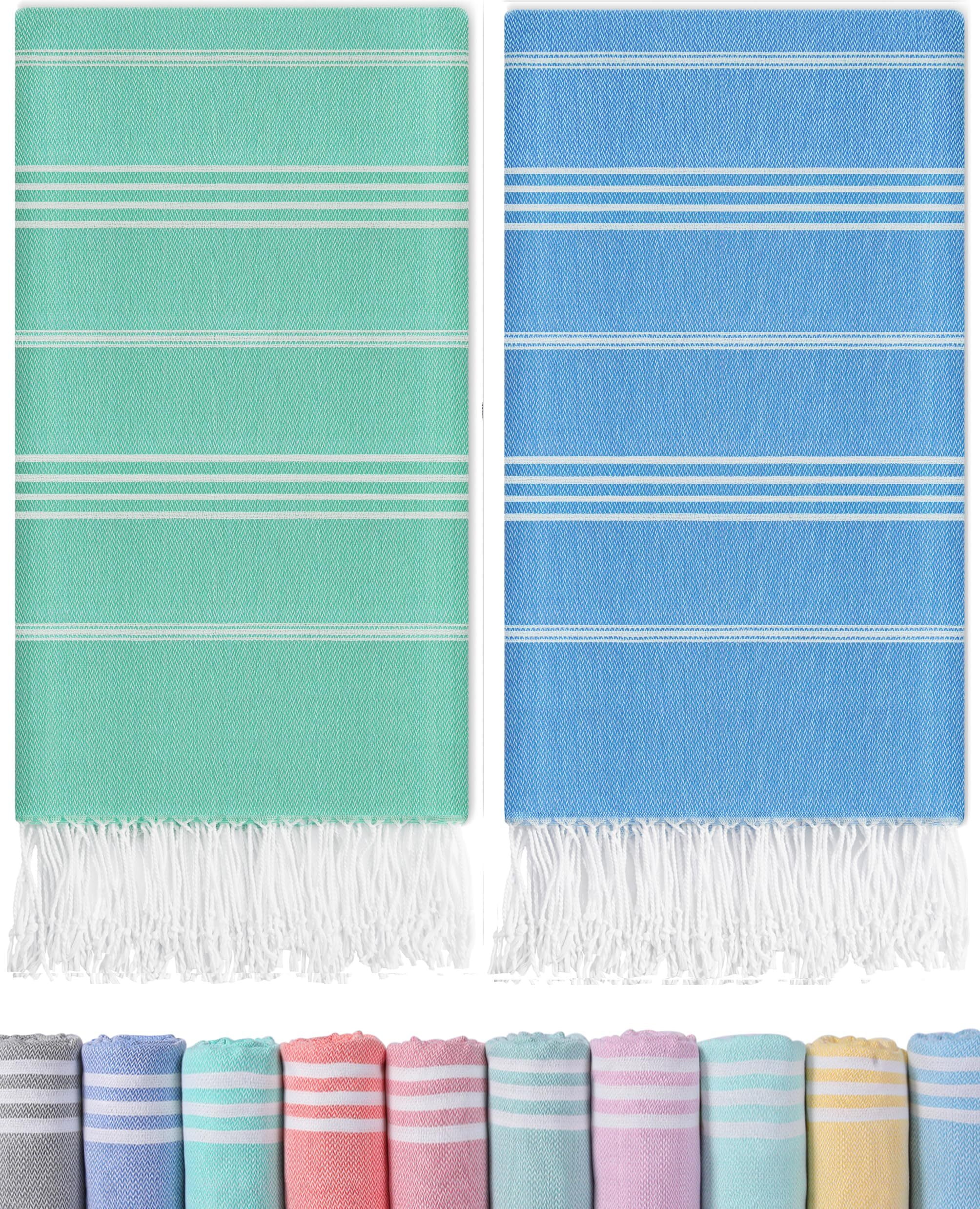 2 Pack Cotton Turkish Beach Towels Set Oversized Extra Large Quick Dry ...