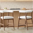 2 Pack Counter Stools with Back, Walnut Wood Bar Stools for Kitchen ...