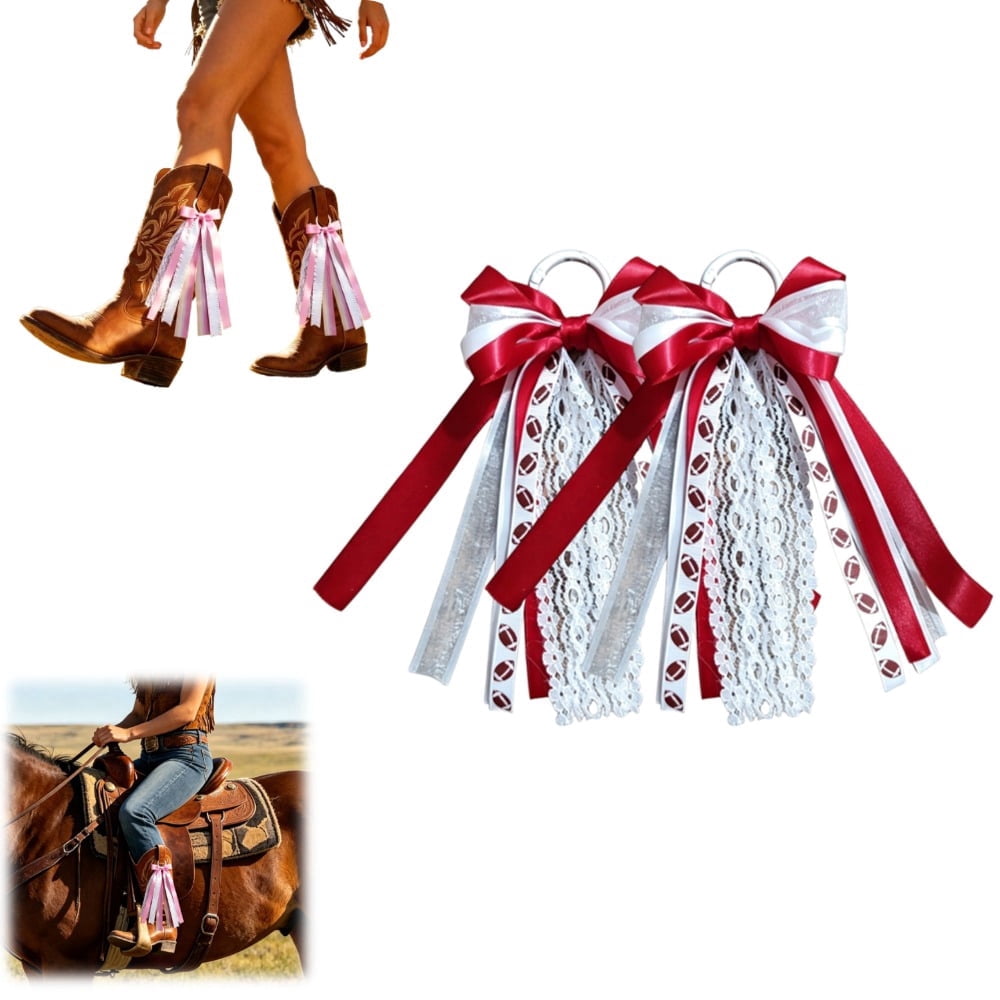 2 Pack Country Concert Martin Boot Bows, Pink White Buffalo Plaid ...