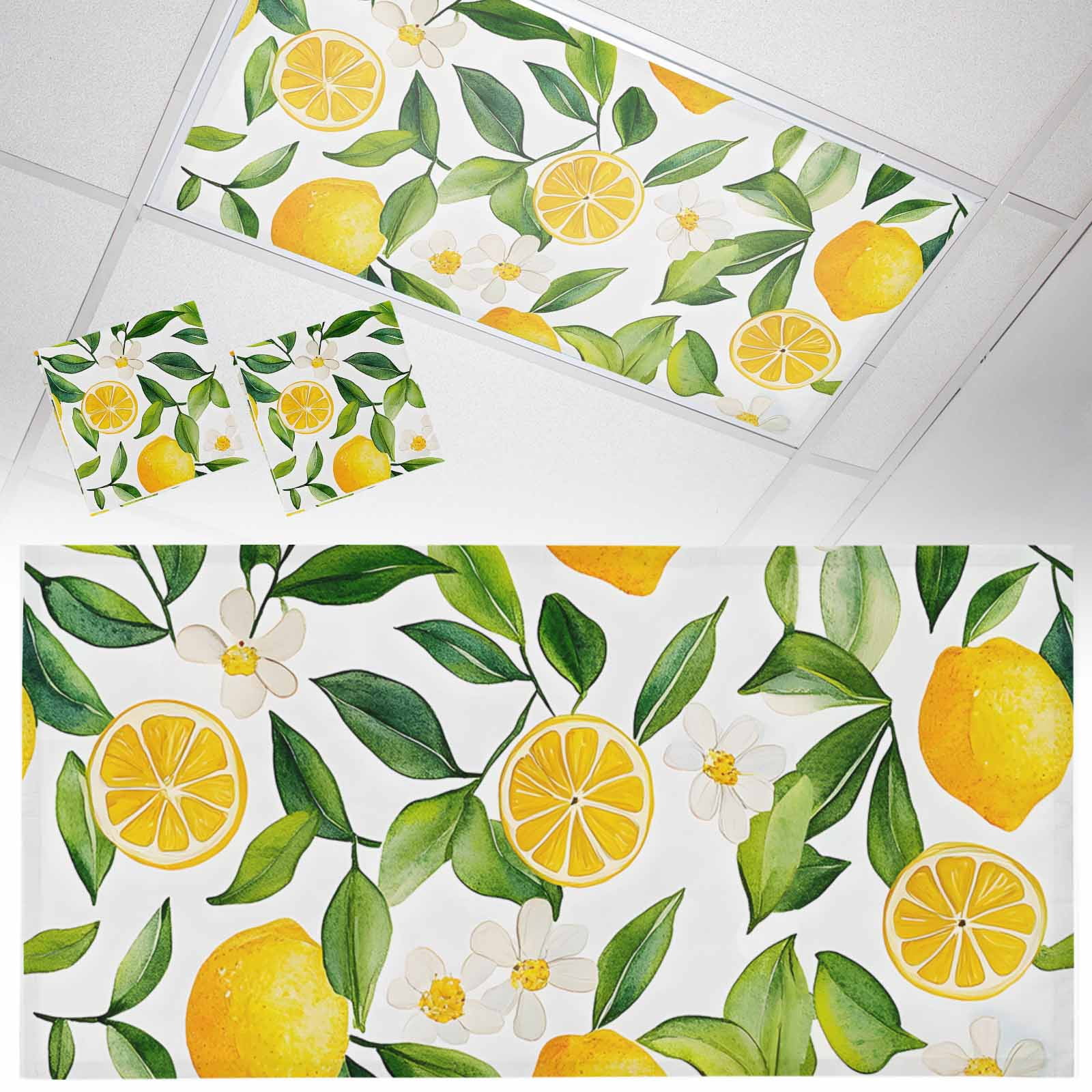 2 Pack Country Lemon Fluorescent Light Covers for Ceiling Lights Leaf ...