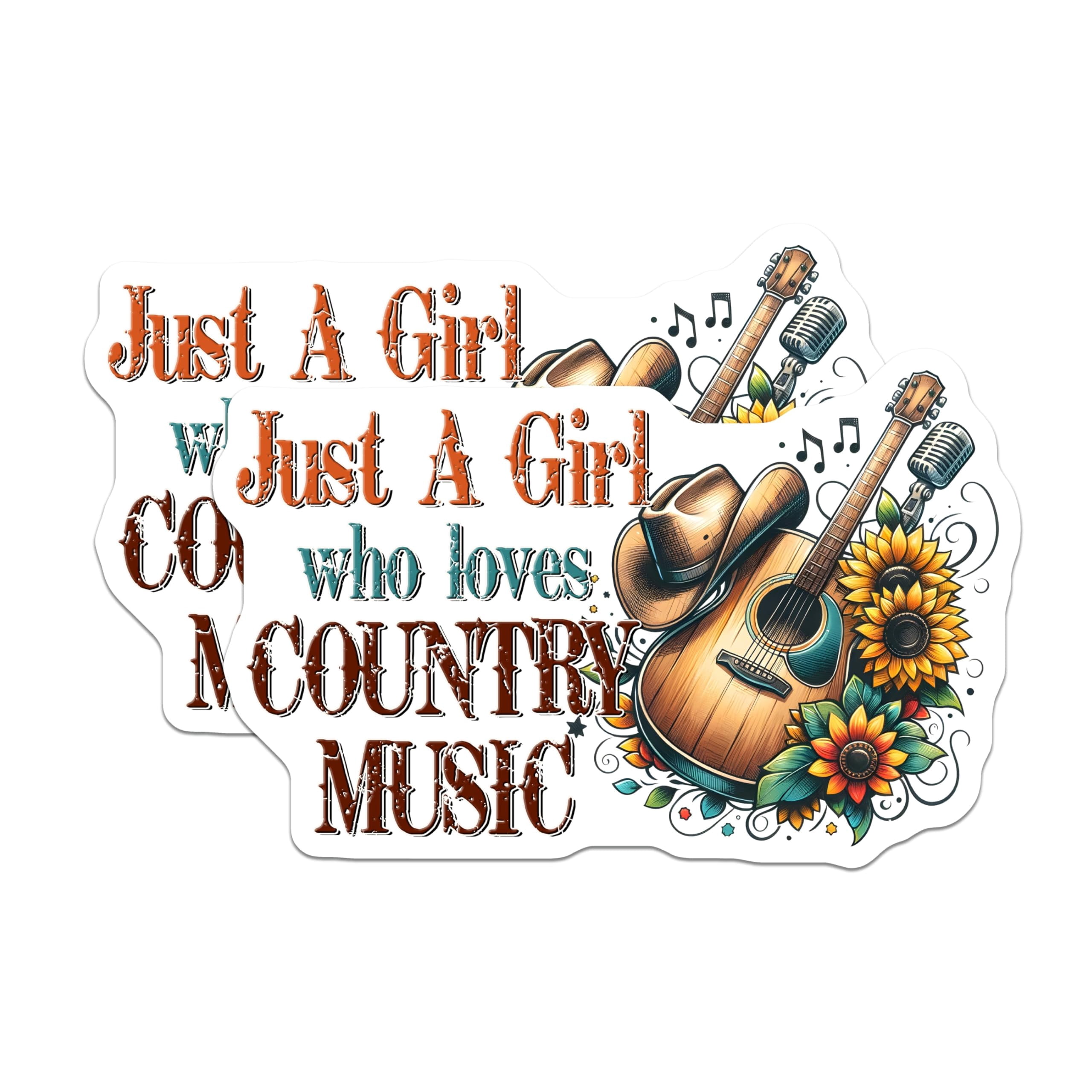 (2 Pack) Country Music Girl Stickers - Guitar Hat Design - Country Girl ...