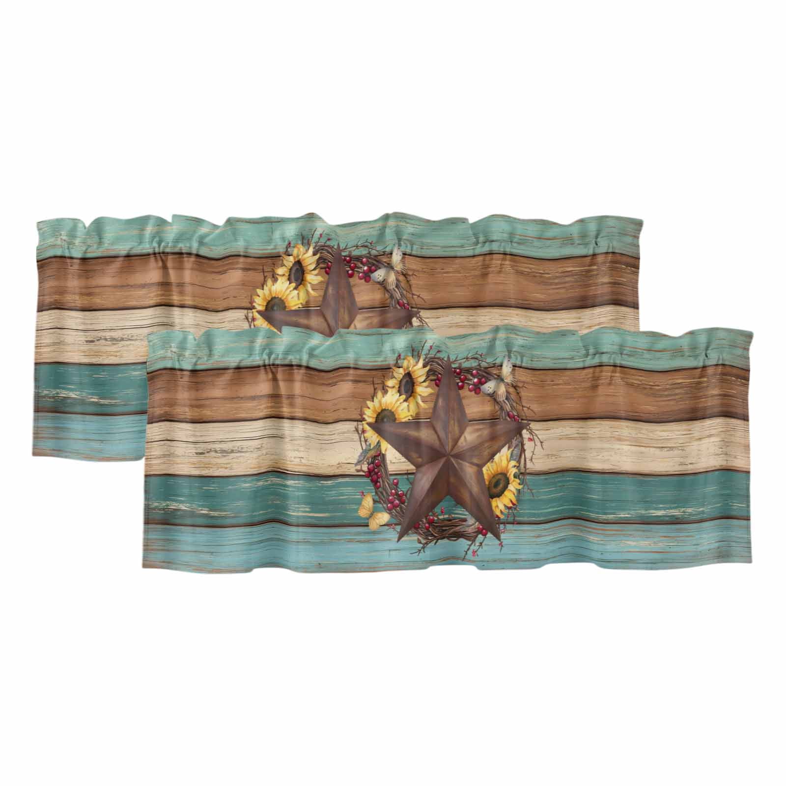 2 Pack Country Star Vintage Valances for Windows Bedroom Living Room ...