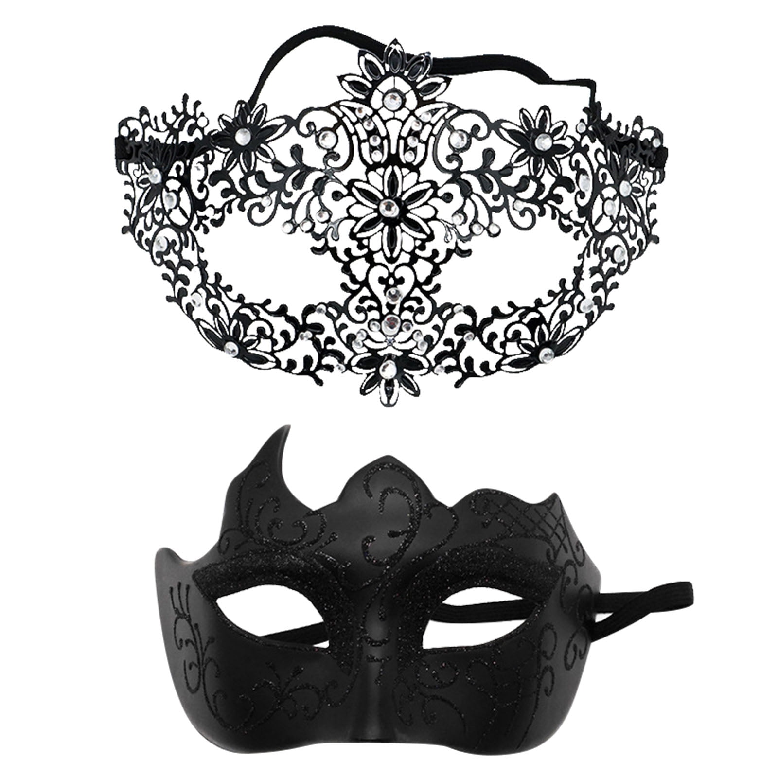 2 Pack Couple Face Guard Metal Led Mask Face Guard Gold Masquerade Mask ...