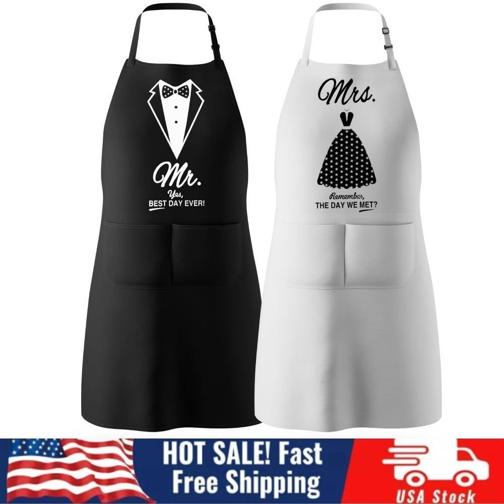 2 Pack Couples Aprons Wedding Anniversary Gifts for Couples Mr and Mrs ...