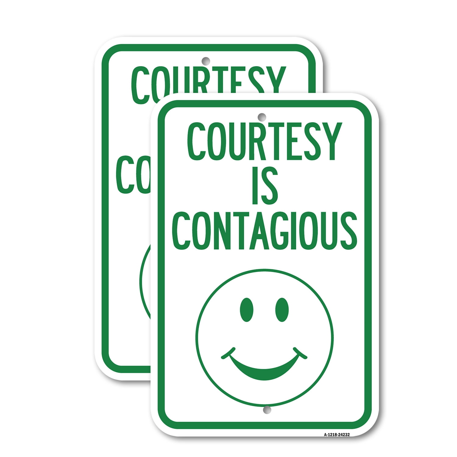 (2 Pack) Courtesy Is Contagious | 18" X 24" Heavy-Gauge Aluminum Sign ...