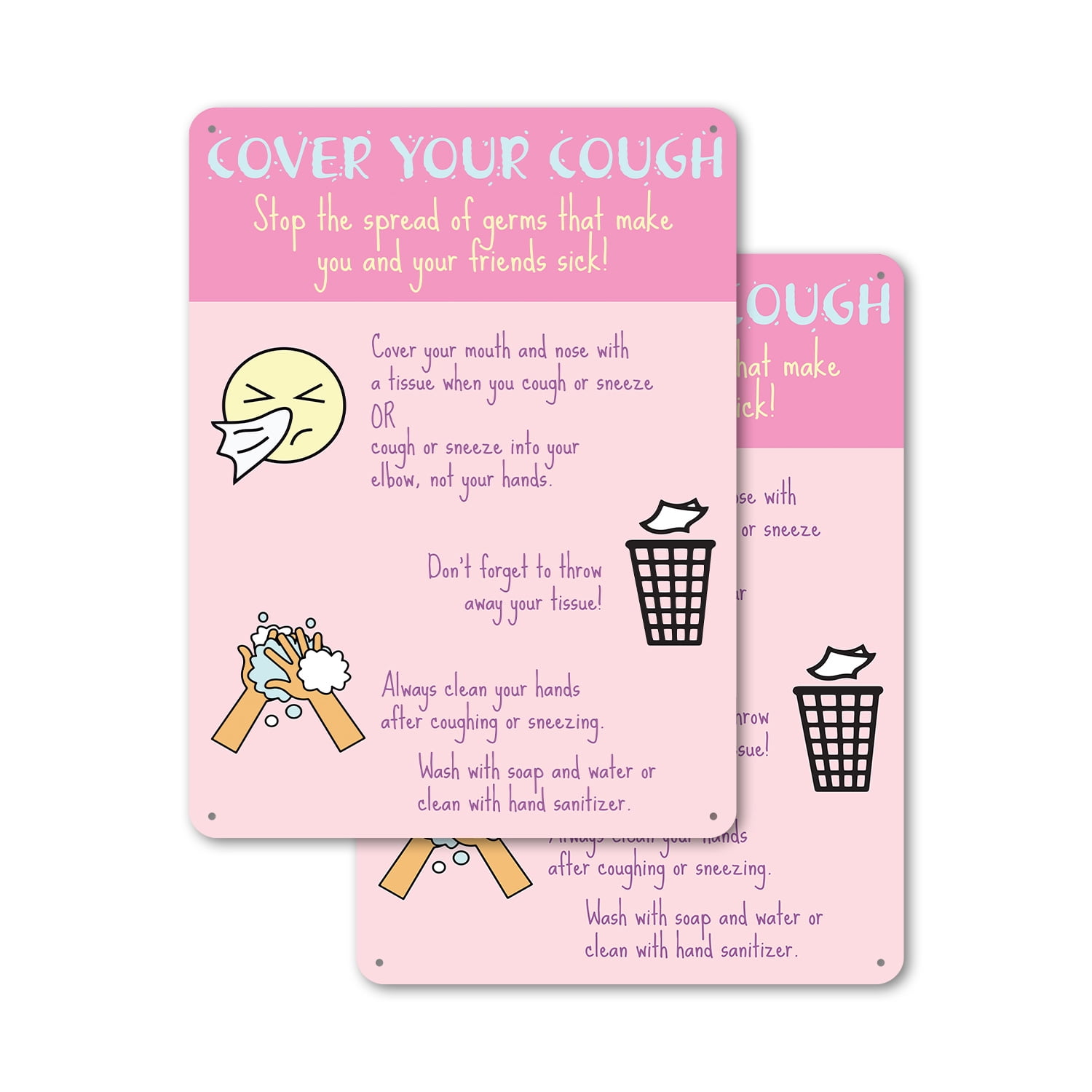 (2 Pack) Cover Your Cough 1 OSHA Notice Sign 10 Inch X 14 Inch Indoor ...