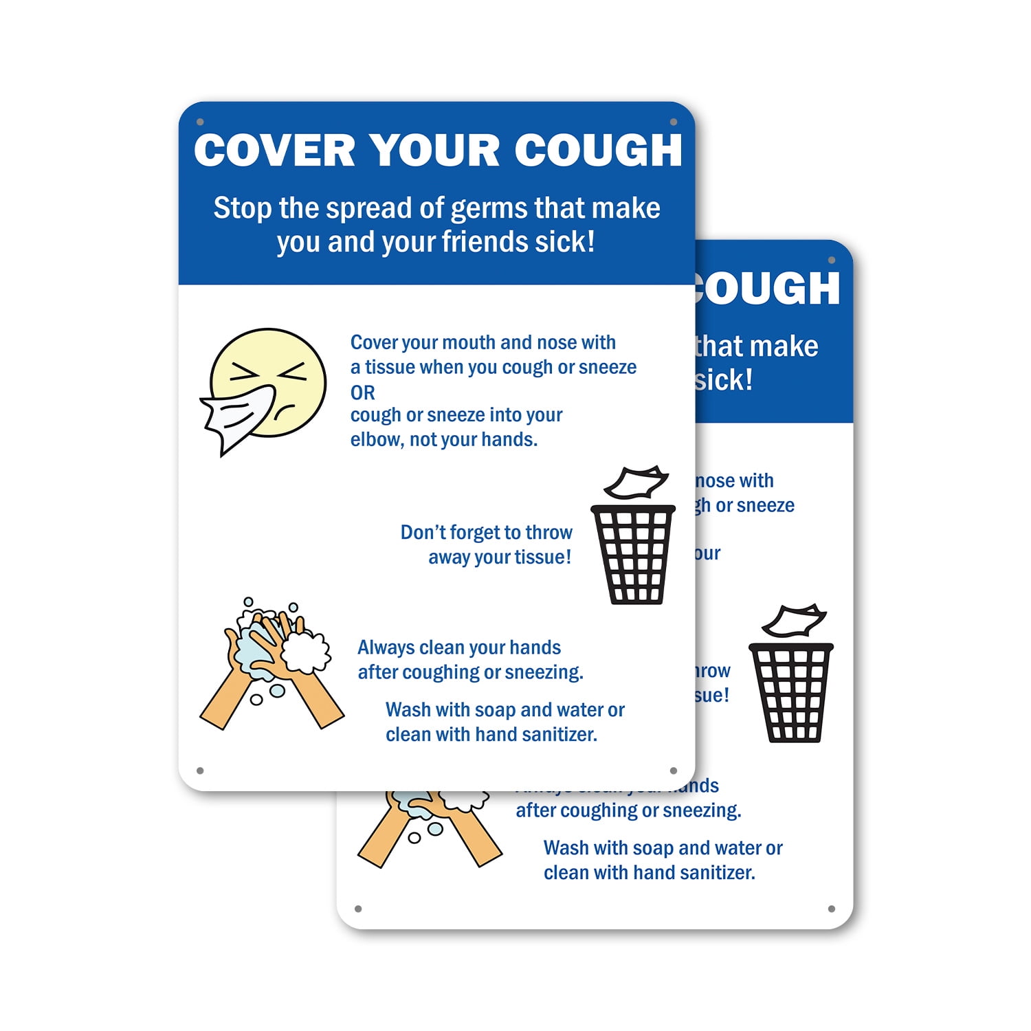(2 Pack) Cover Your Cough 2 OSHA Notice Sign 18 Inch X 24 Inch Plastic ...