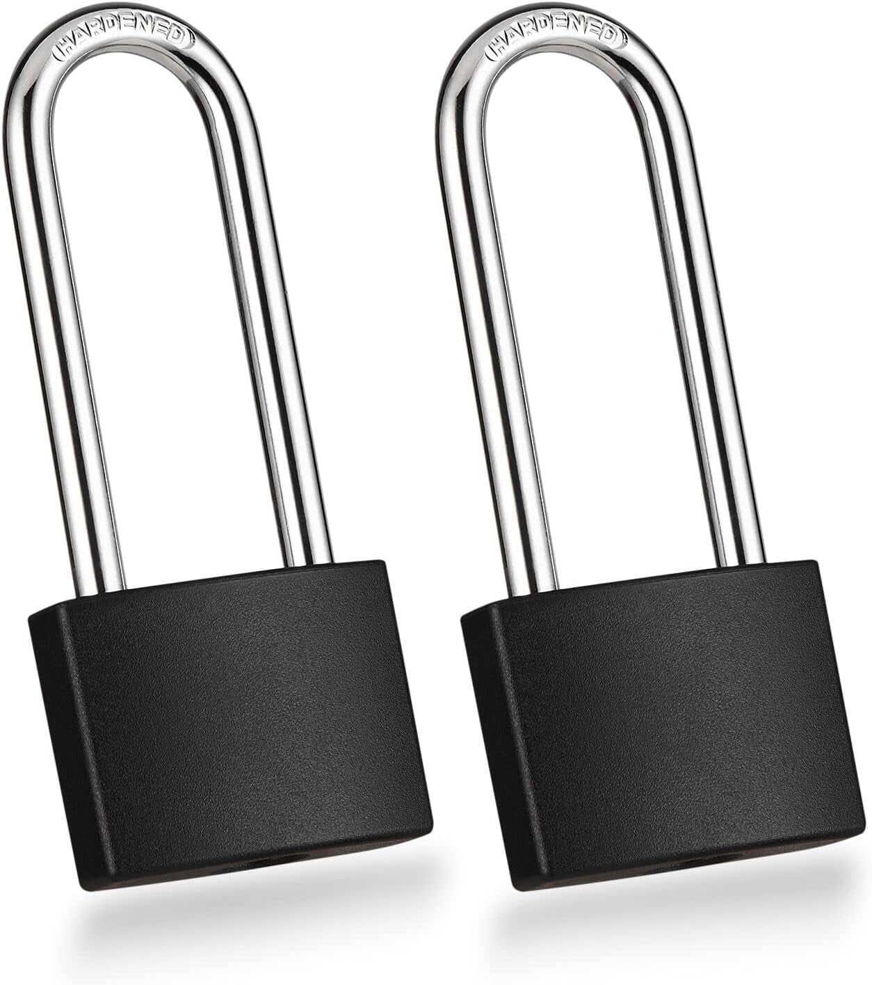 2 Pack Covered Aluminum Padlocks with Key, Black Locker Lock with Long ...