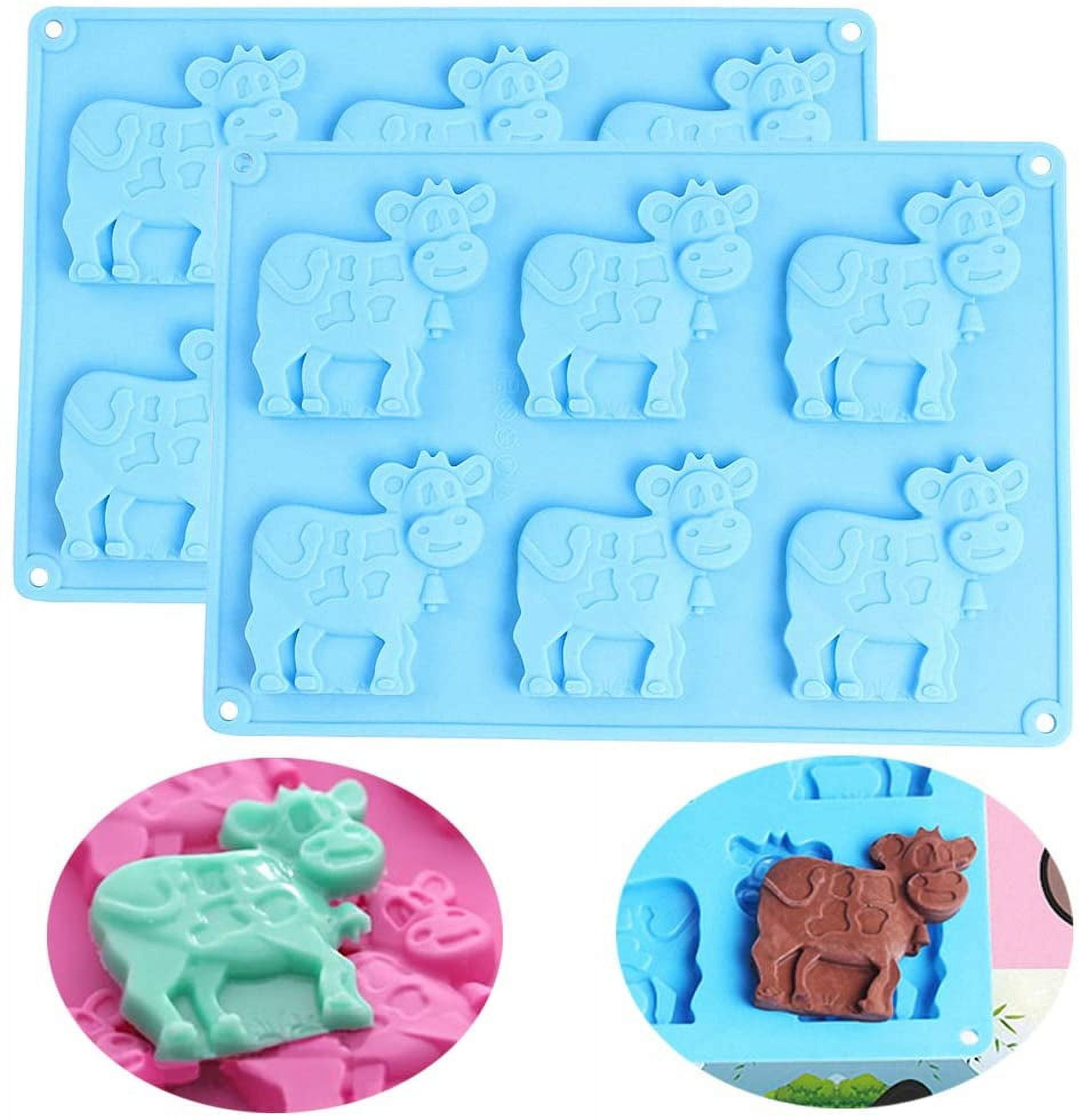 2 Pack Cow Chocolate Molds - Dairy Cattle Cake Pan Silicone Baking Mold ...