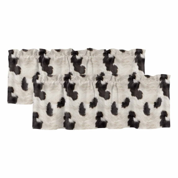 2 Pack Cow Spots Valance for Window Fluffy Animal Skin Kitchen Valance ...