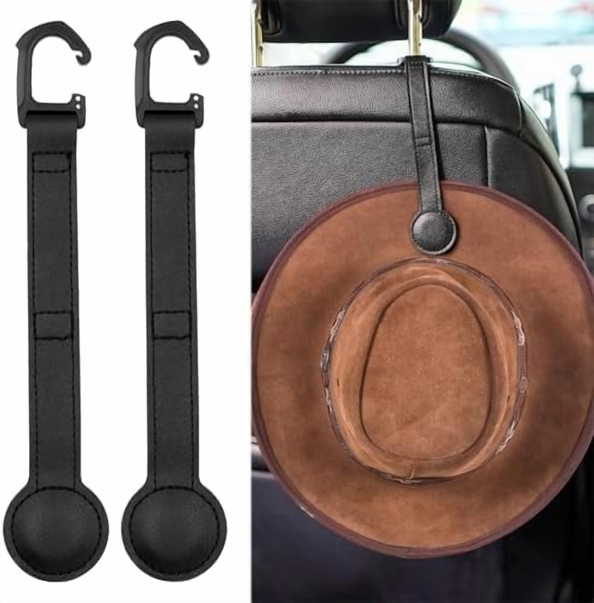 2 Pack Cowboy Hat Holder for Truck, Leather Magnetic Cap Clip, Truck ...