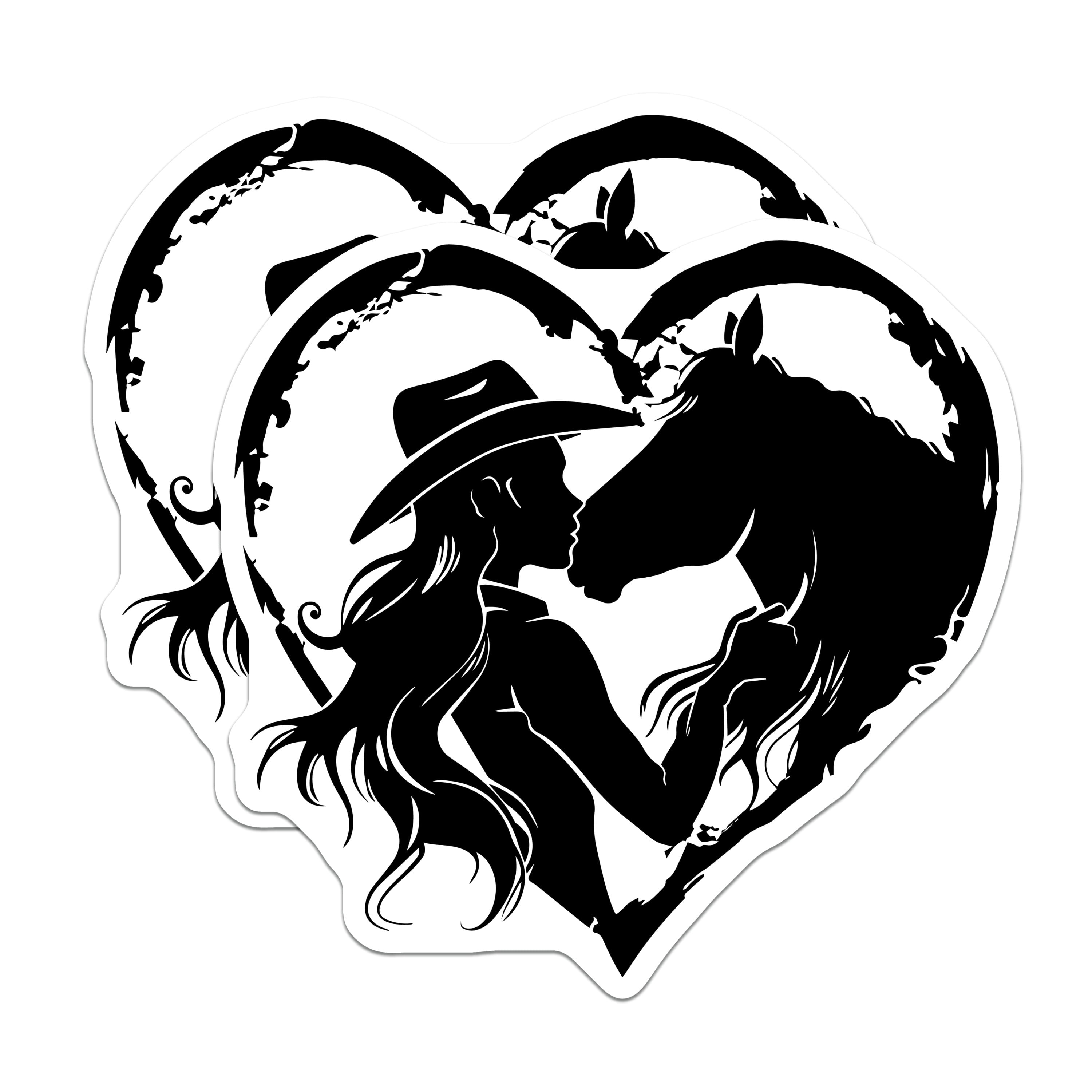 (2 Pack) Cowgirl Horse Love Stickers - Western Silhouette Decal ...