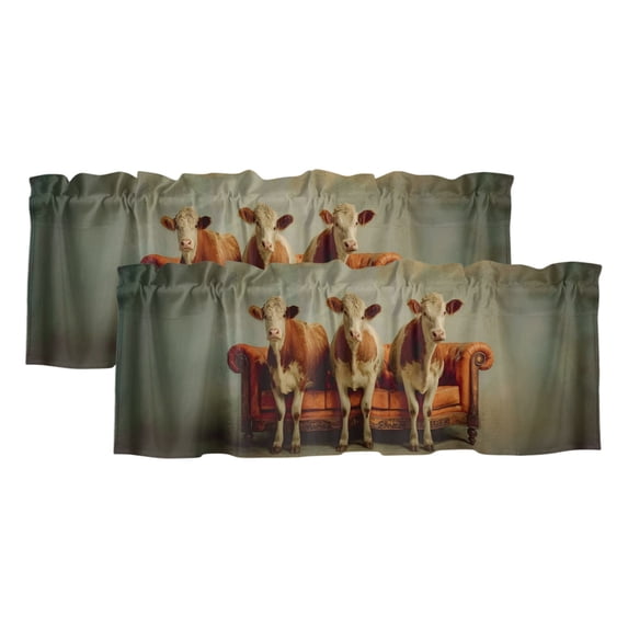 2 Pack Cows on Sofa Valance for Window Funny Animal Farmhouse Humor ...
