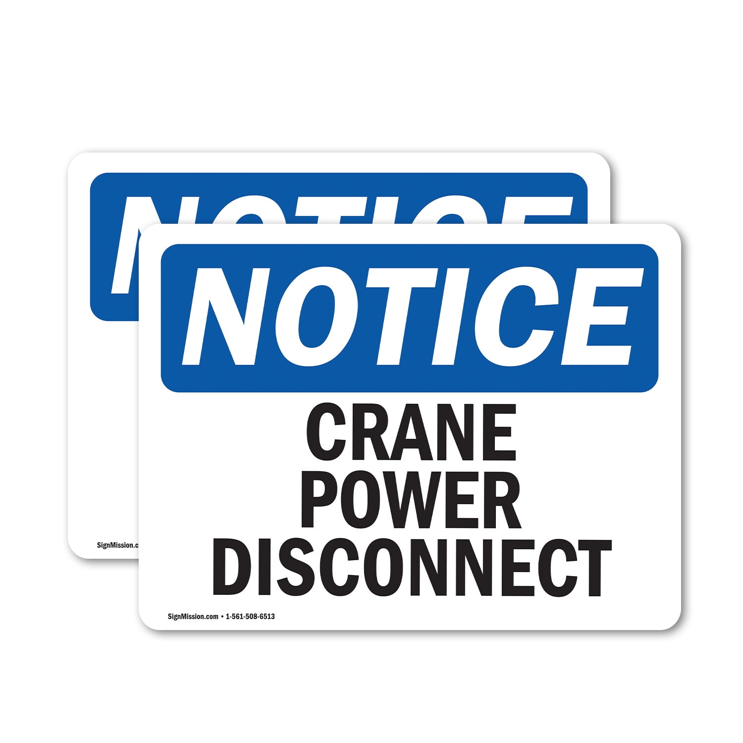 (2 Pack) Crane Power Disconnect OSHA Notice Sign 18 Inch X 12 Inch ...