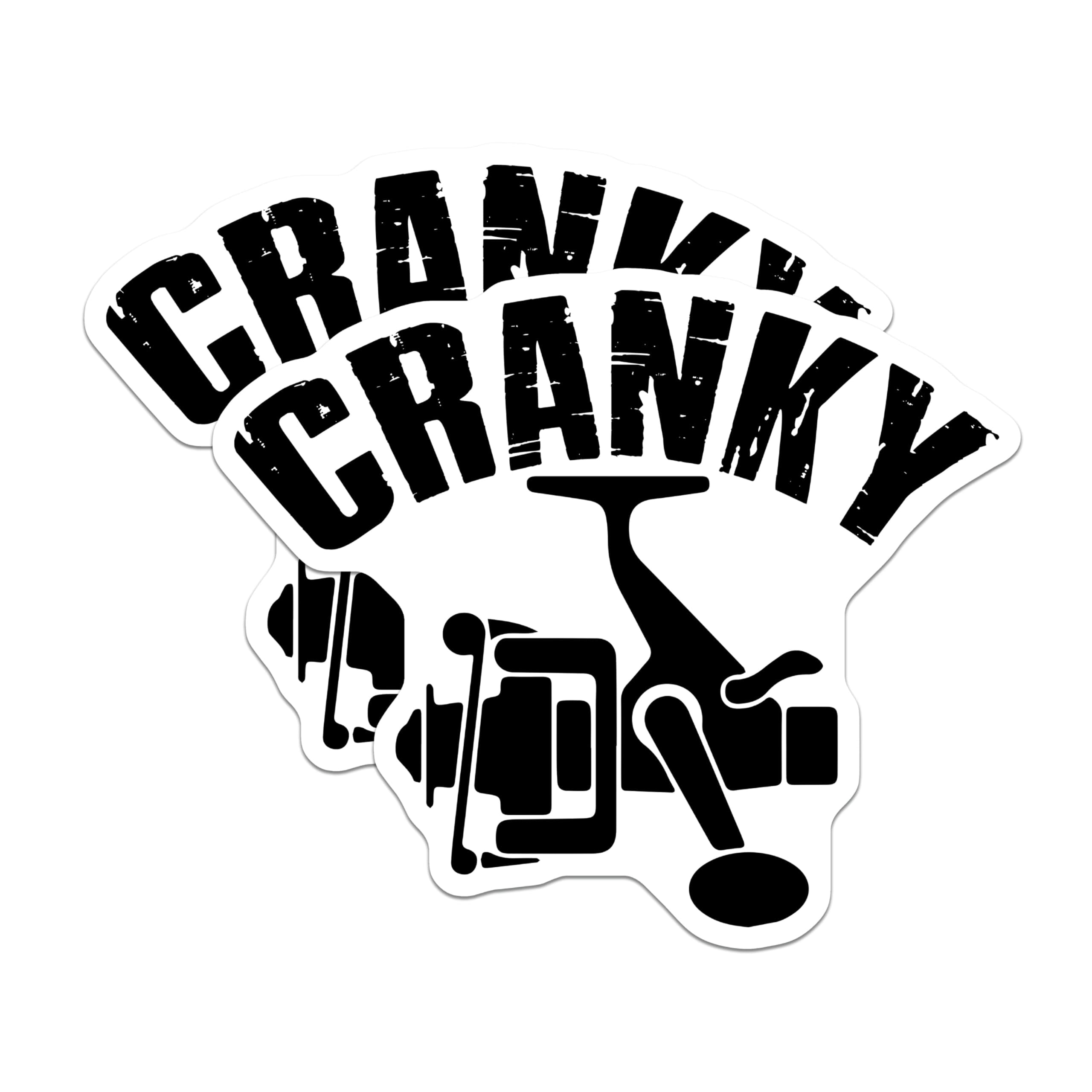 (2 Pack) Cranky Fishing Reel Stickers - Angler Decals - Fishing Humor ...