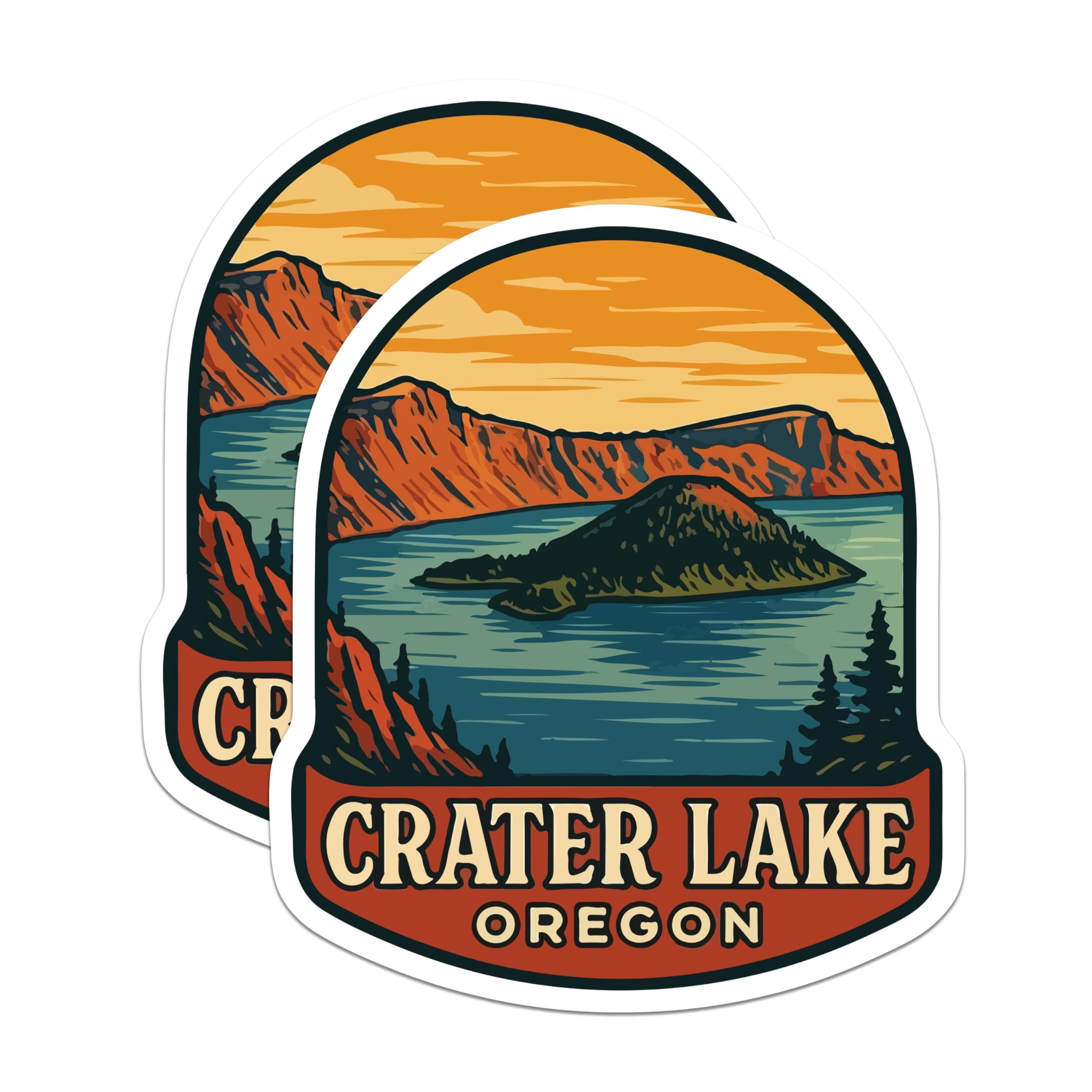 (2 Pack) Crater Lake Oregon Stickers - National Park Adventure ...