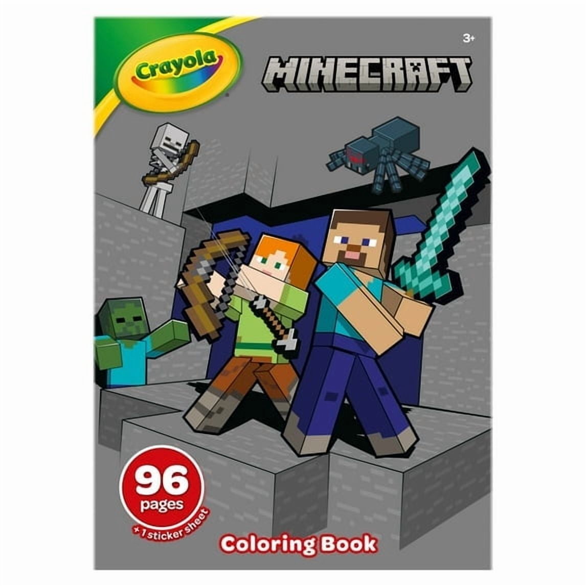 (2 Pack) Crayola Minecraft Coloring Book with Stickers, 96 Coloring ...