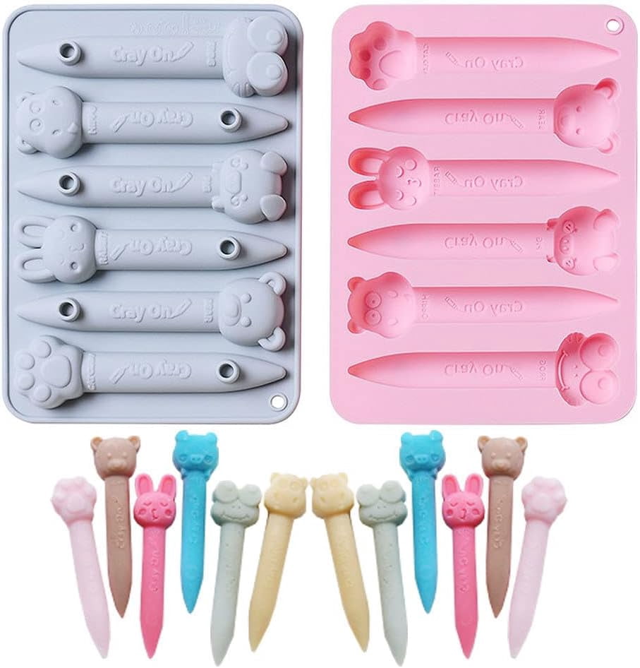 2 Pack Crayon Recycling Molds, Animal 3D Crayon Silicone Molds, Oven ...