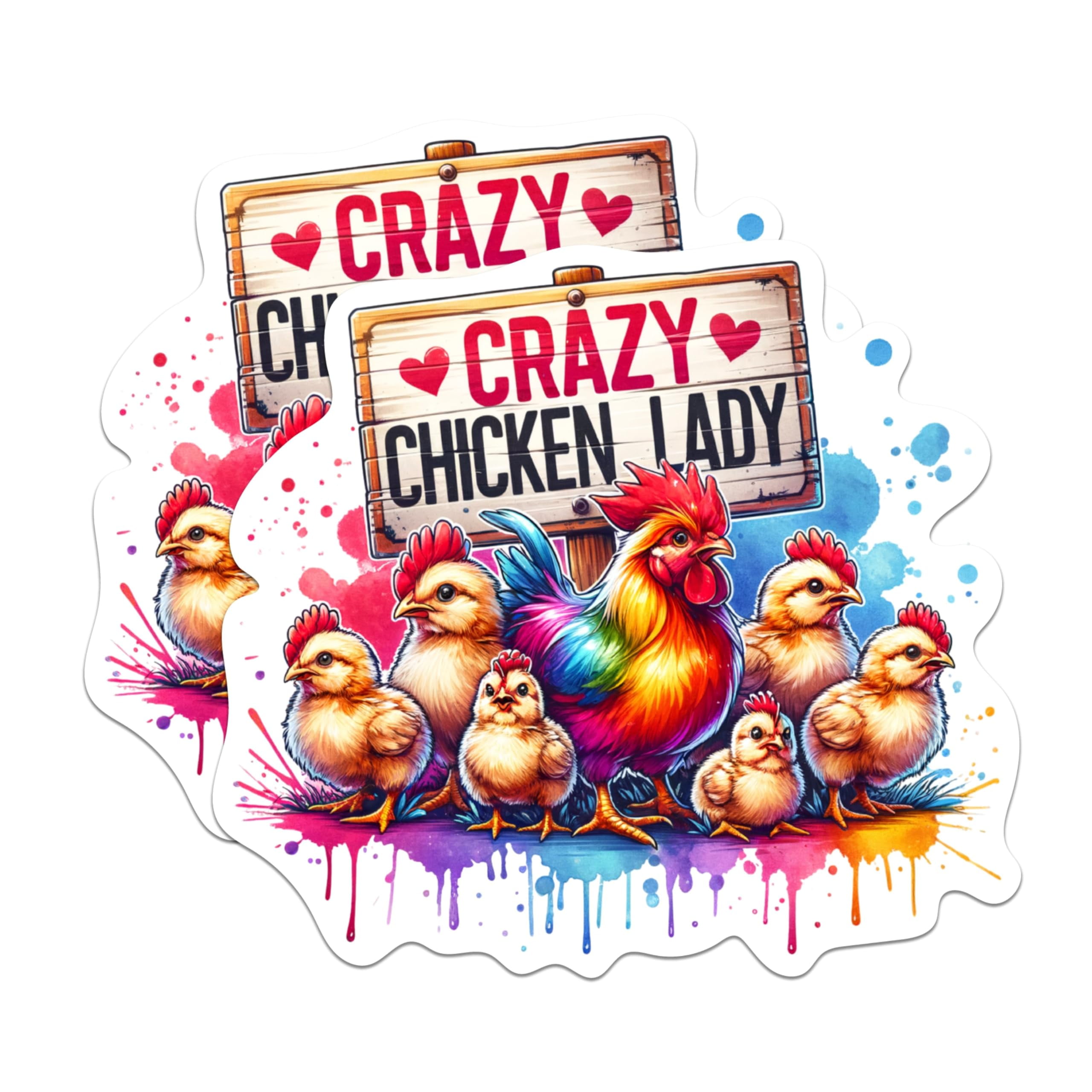 (2 Pack) Crazy Chicken Lady Stickers - Chicken Lover Farmer Rancher - 5 ...
