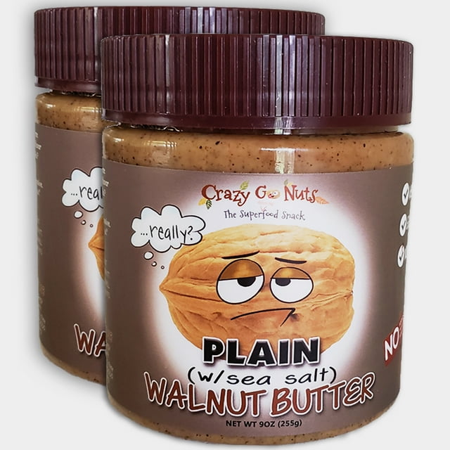 (2-Pack) Crazy Go Nuts Plain W/Sea Salt Walnut Butter, 9 oz - Walmart.com